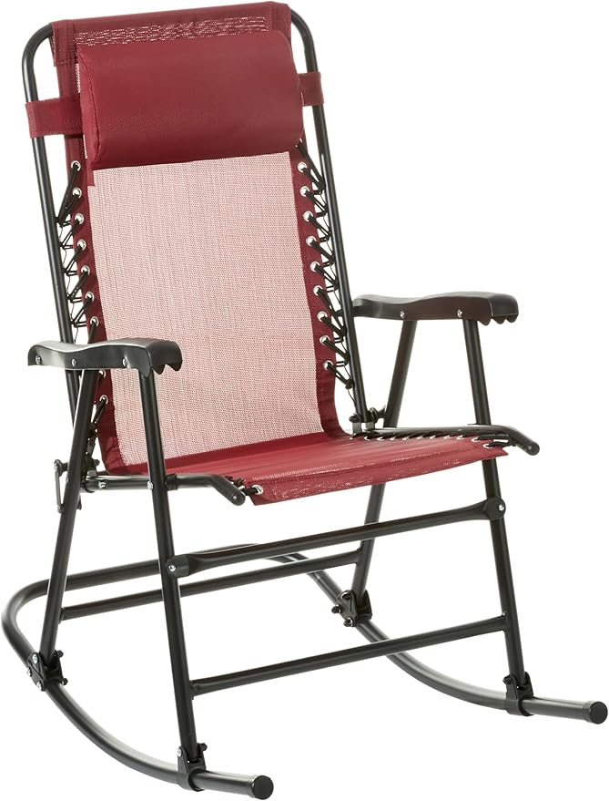 Amazon Basics Foldable Rocking Chair - Red : Amazon.co.uk: Home & Kitchen