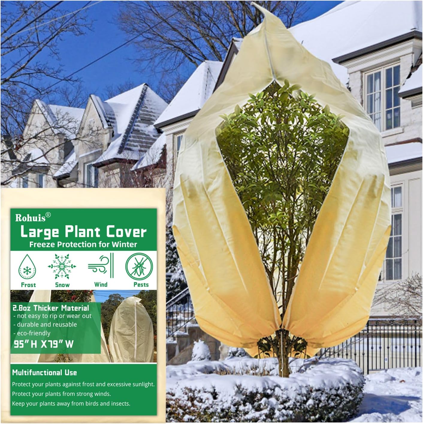 Amazon.com : Rohuis Plant Covers Freeze Protection Winter, 95x79 inches ...