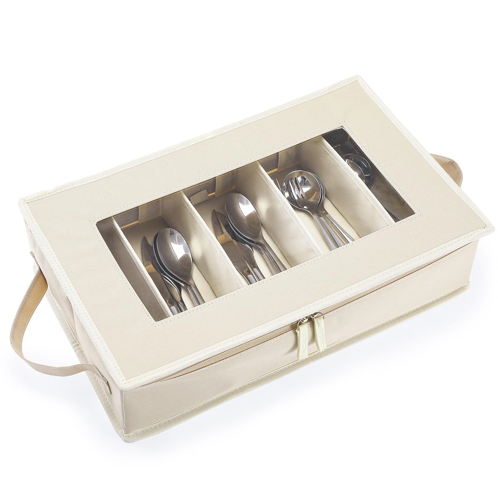 Amazon.com: Flatware Utensil Storage Case, Beige Large Capacity ...