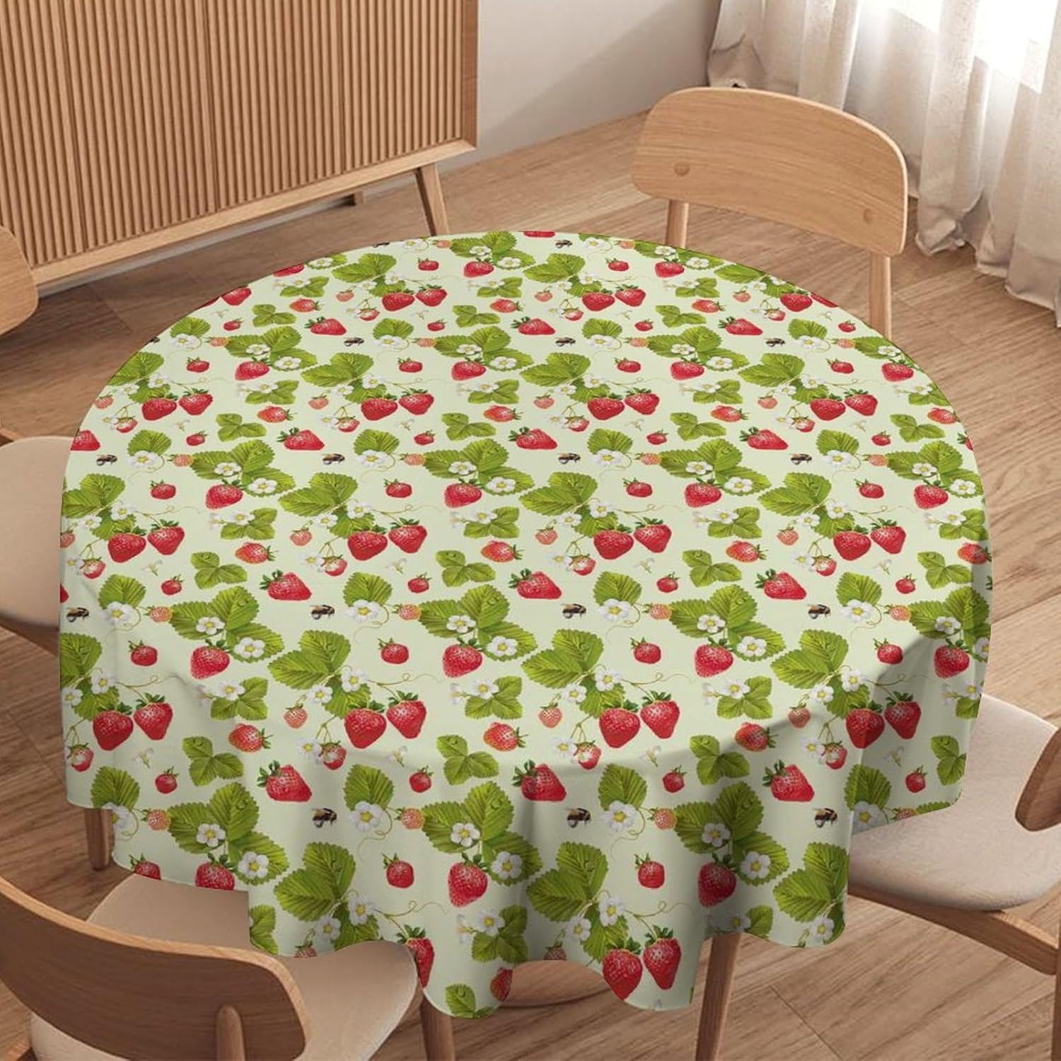 Amazon.com: Retro Boho Strawberries Tablecloth Green Plants Delicious ...