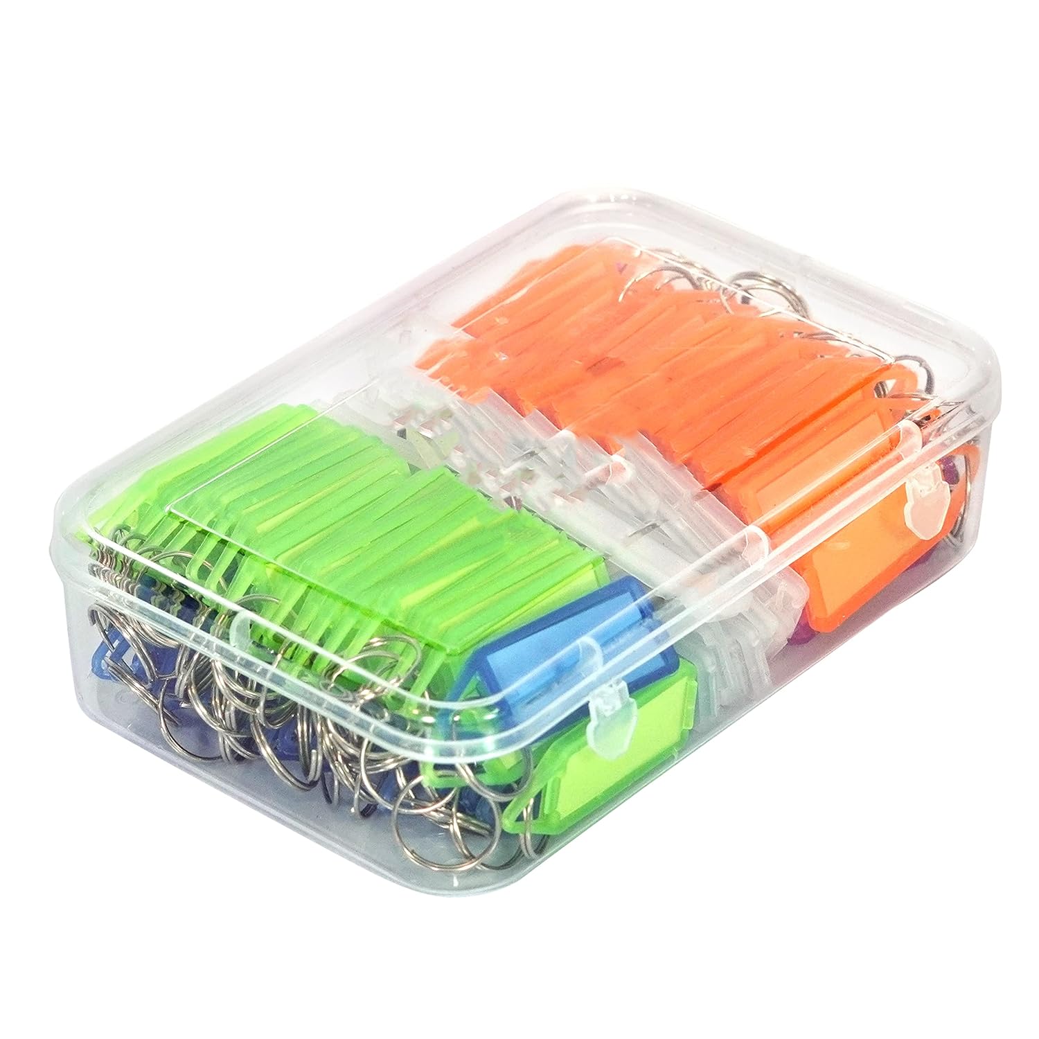 SNDIA 100 Pcs Keyring & Keychain with Name Tag Labels Plastic ...