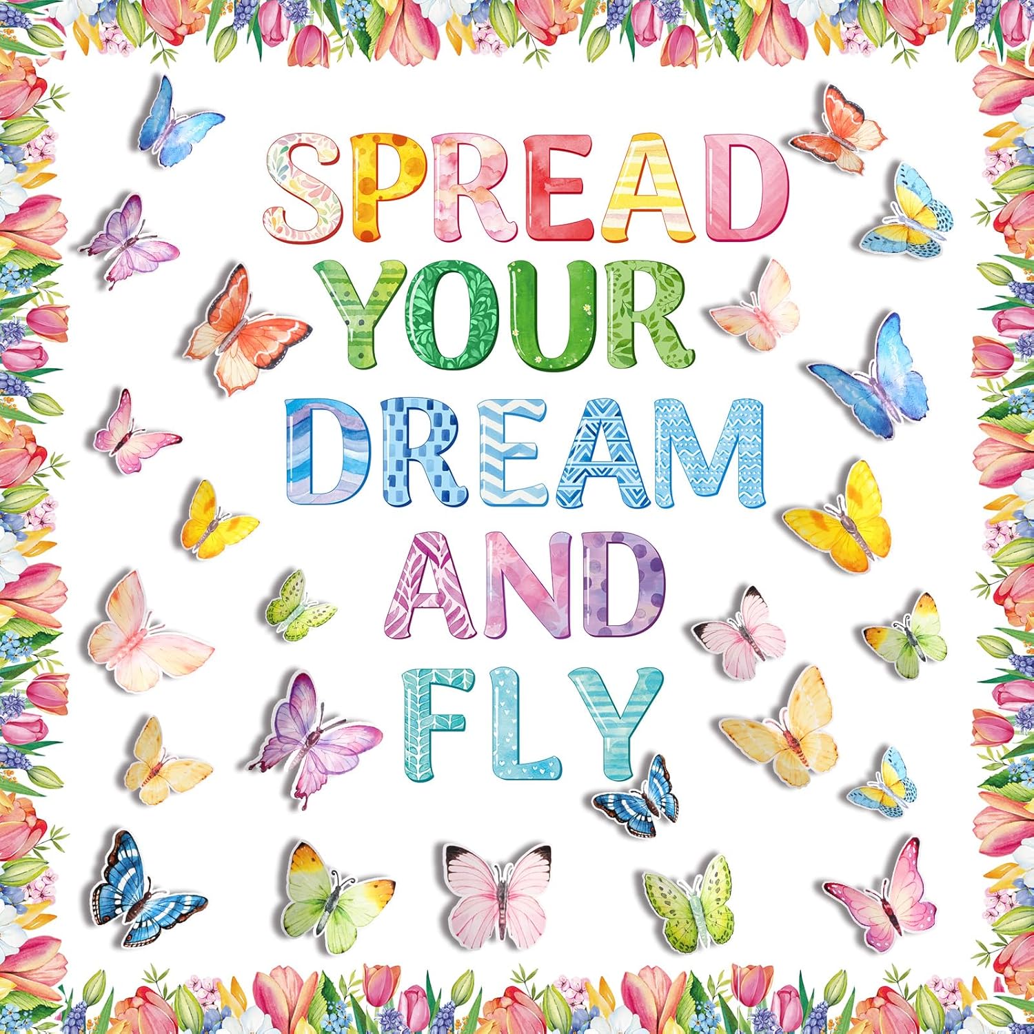 Amazon.com : Lincia Classroom Reading Bulletin Board Set Butterfly ...