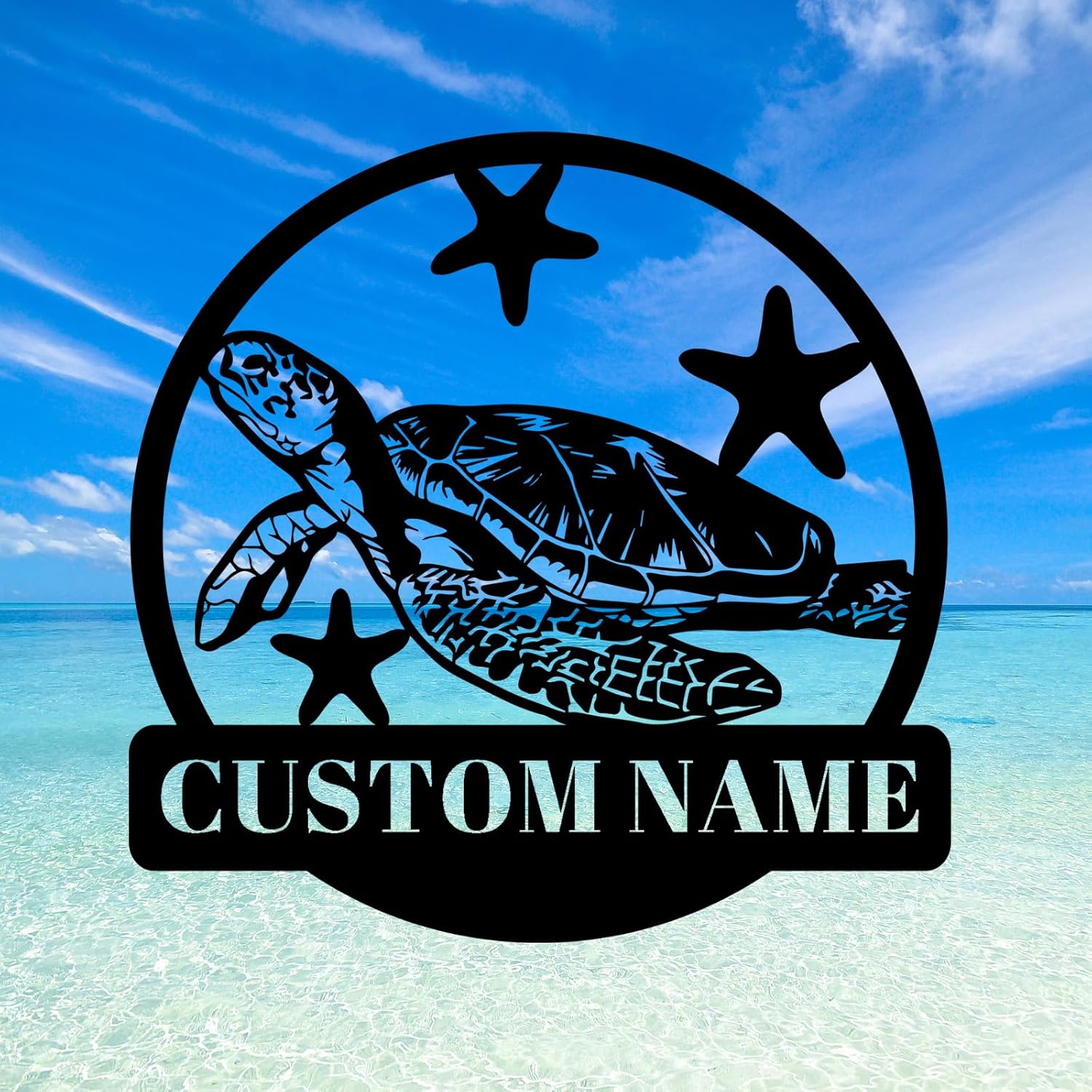 Amazon.com: Goodqueen Personalized Starfish Sea Turtle Metal Wall Art ...