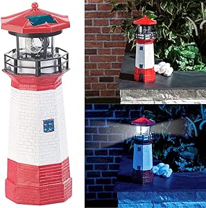 Lunartec Leuchtturm Garten: Solar-Deko-Leuchtturm mit LED-Licht & drehendem Reflektor, 6-Std ...