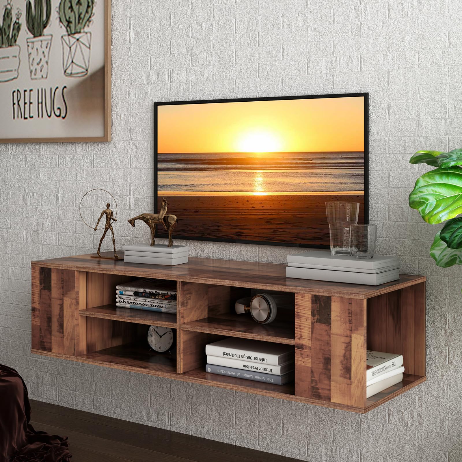 Airdown Floating Tv Shelf 47 Wall Mounted Floating Tv Stand ...