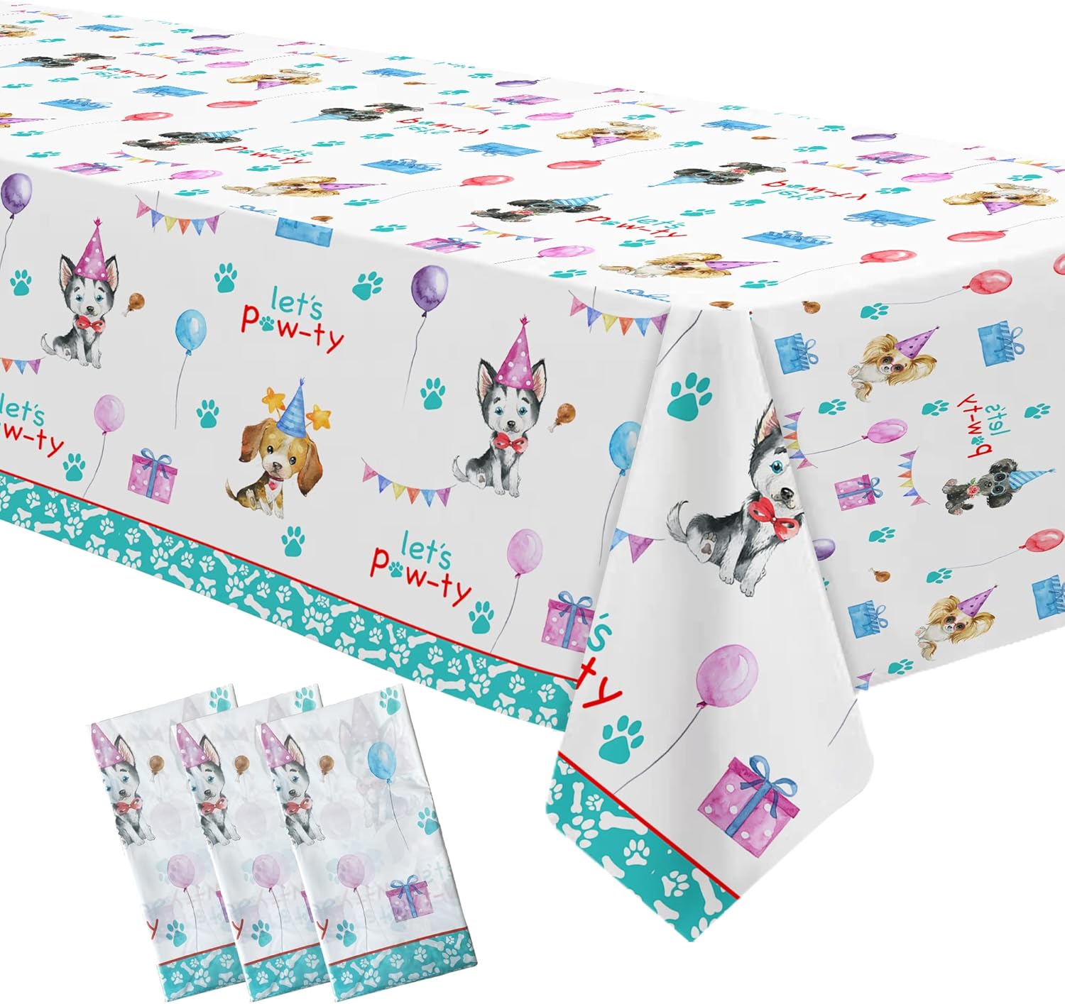 Amazon.com: APOWBLS Puppy Dog Birthday Party Supplies Tablecloth ...