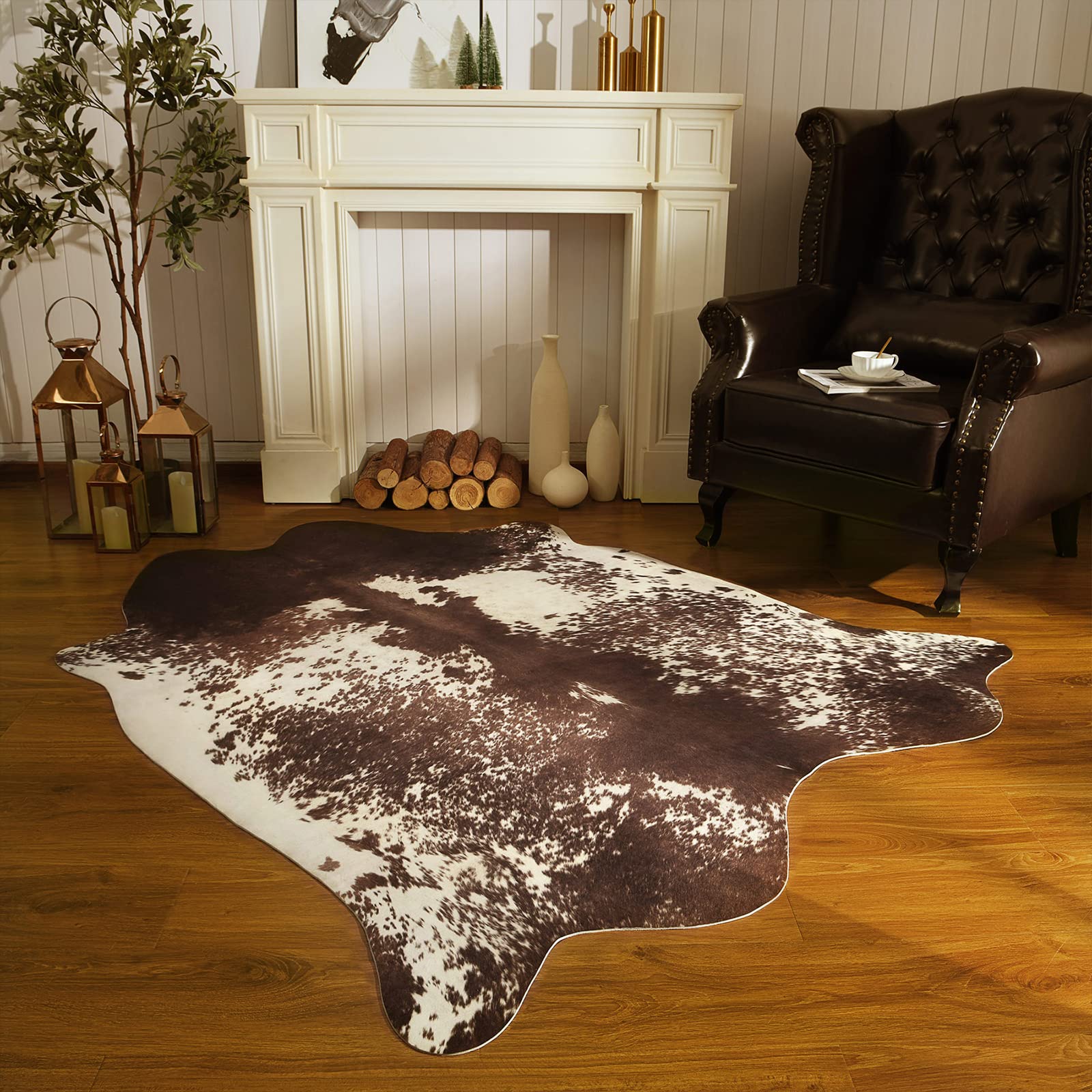 B BENRON Luxury Cowhide Rug Faux Cow Rug for Living Room 4.6x5.2ft ...