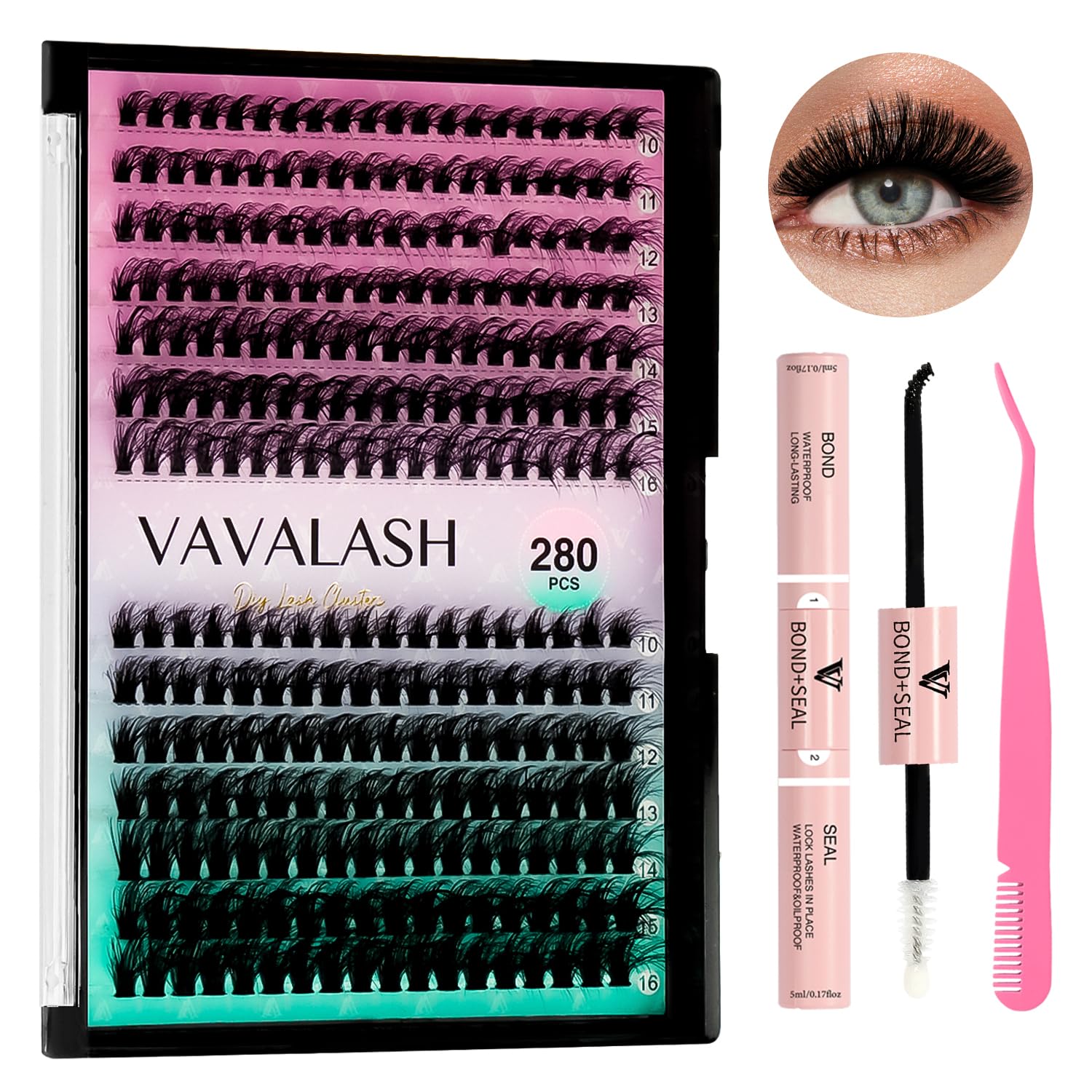 Amazon.com: VAVALASH Lash Clusters Kit 40D+60D 16-20mm Cluster Lashes ...