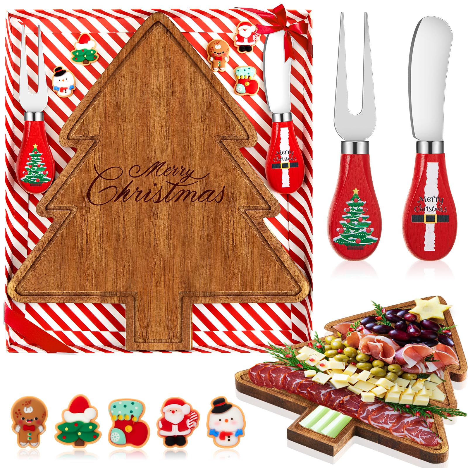 Amazon.com: Ziliny Christmas Cheese Board Mini Wood Christmas Tree ...