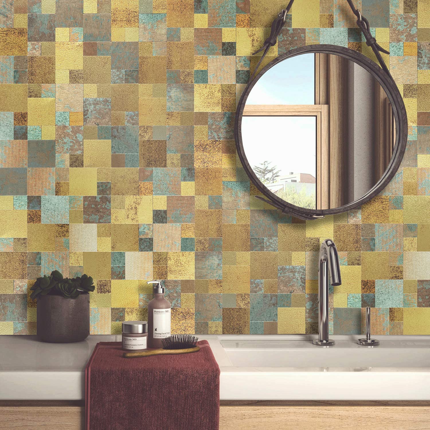 Dicofun 10 Sheet Peel And Stick Tile Metal Backsplash Rust | Desertcart ...