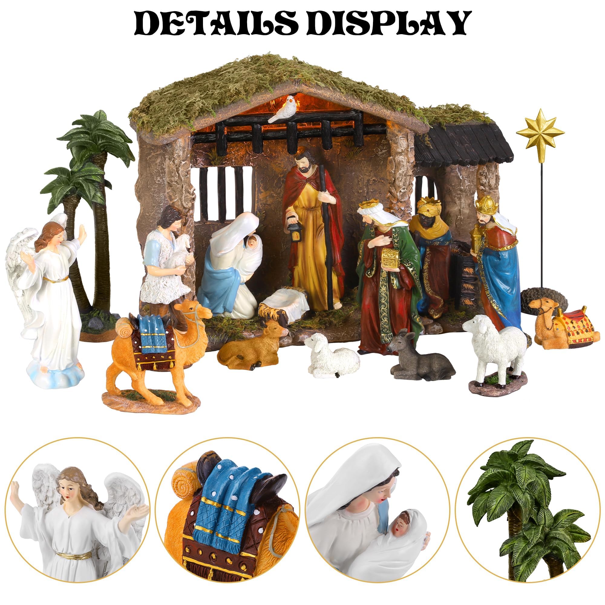 Snapklik.com : Fovths 17 Pieces Lighted Nativity Christmas Nativity ...