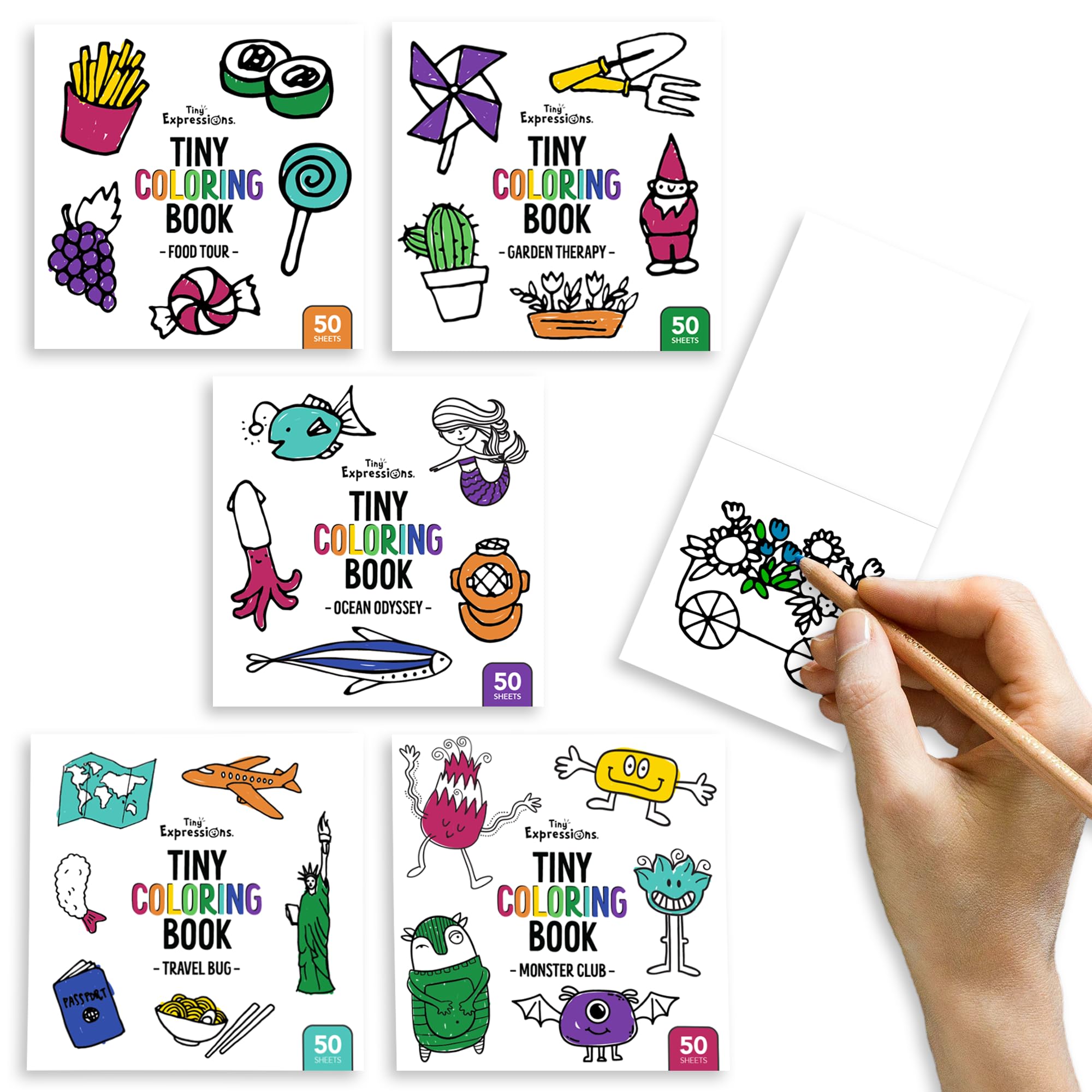 Amazon.com: Tiny Expressions Mini Coloring Books for Adults and Kids ...