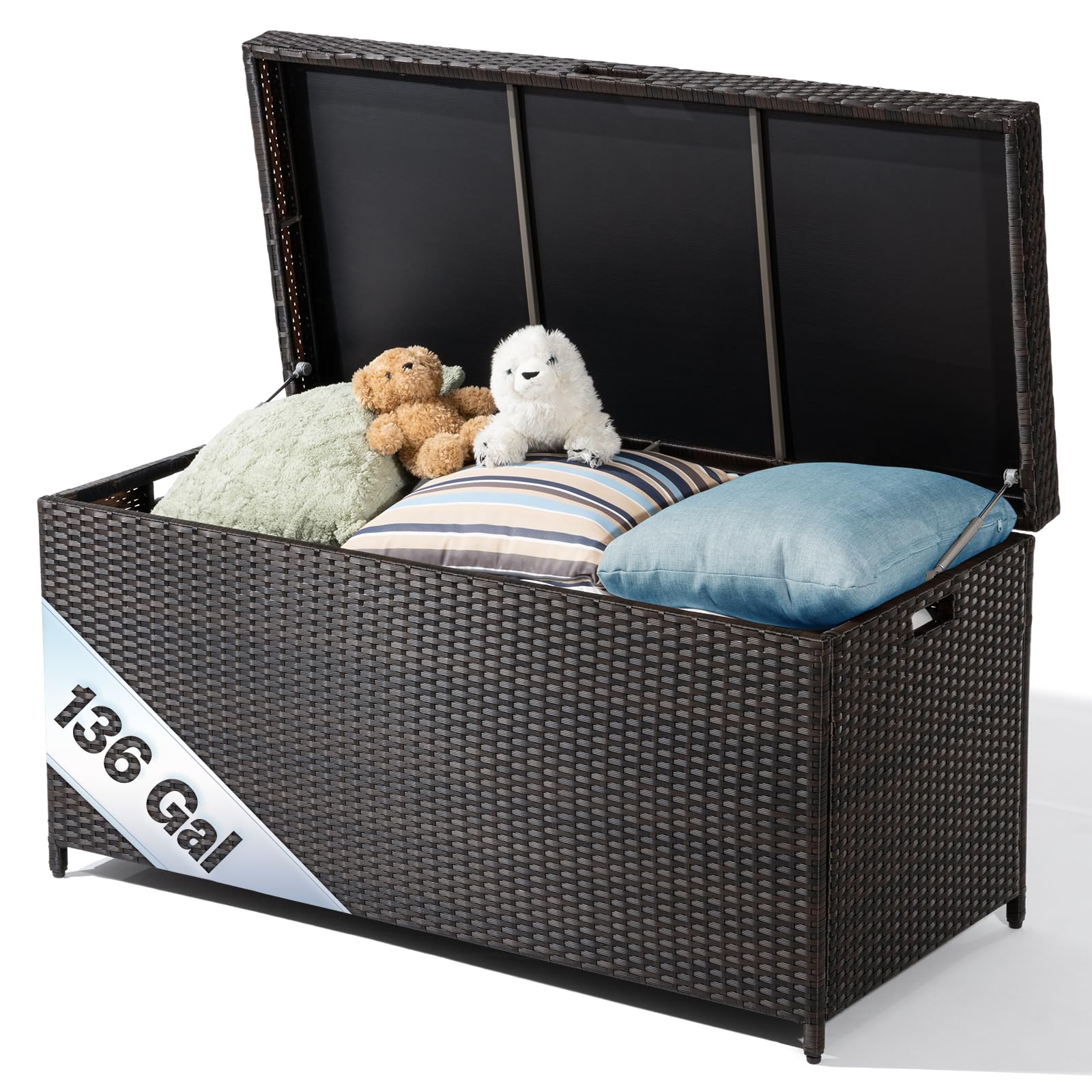 Snapklik.com : Idzo 136 Gallon Outdoor Wicker Storage Box, UV Weather ...