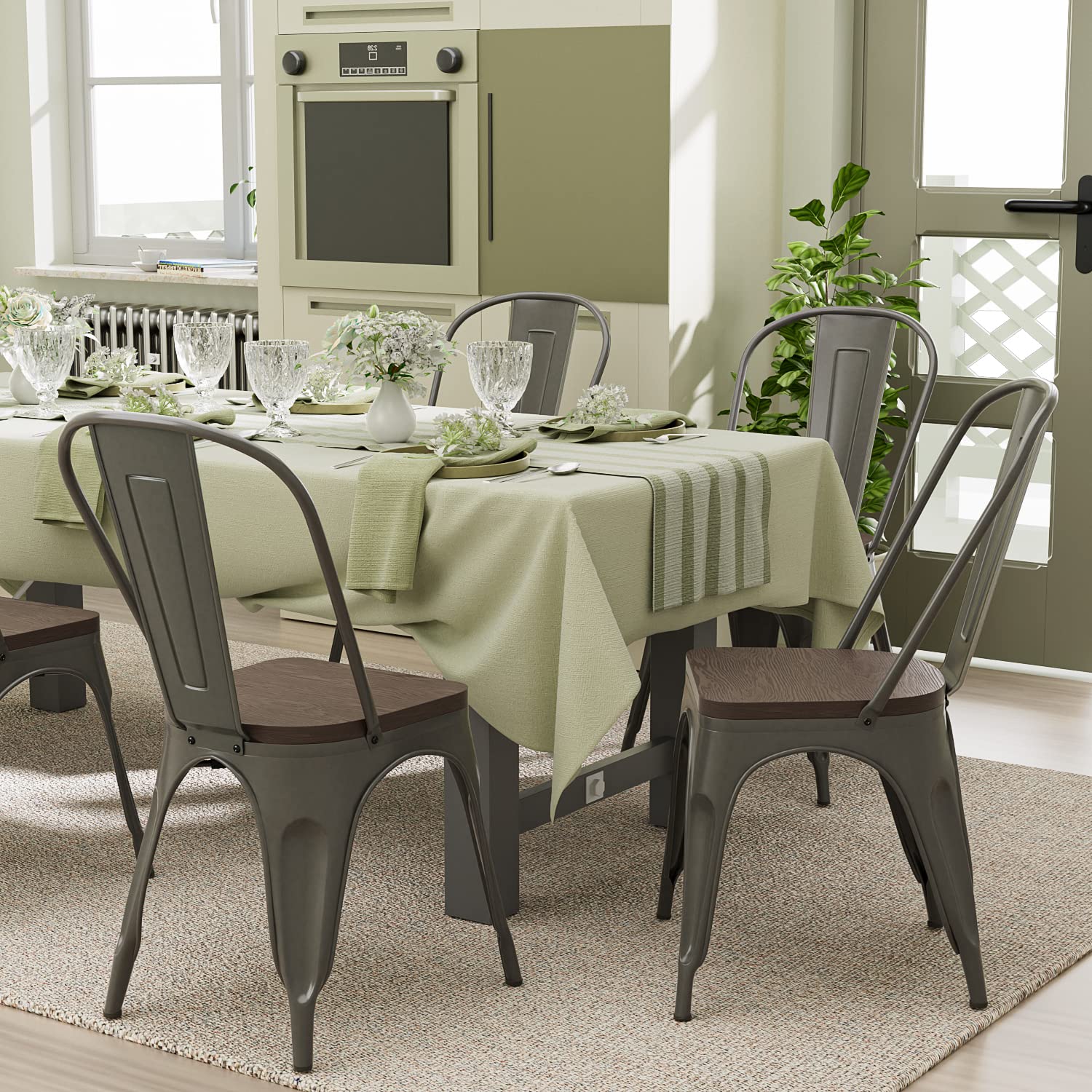 Snapklik.com : Shahoo Metal Dining Chairs Classic Iron Stackable ...
