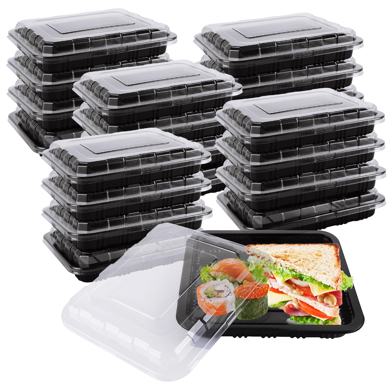 AHAQU 20PCS Reusable Buffet Trays with Lids, 235 x 220 x 50mm Plastic ...