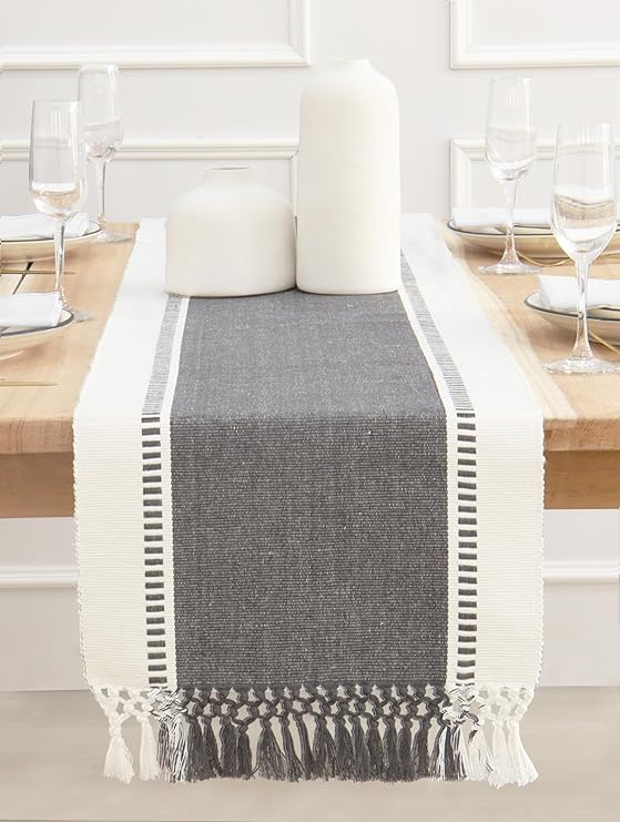 Amazon.com: PurpleEssences Table Runner - Wide with Dobby Stripe, Heavy ...