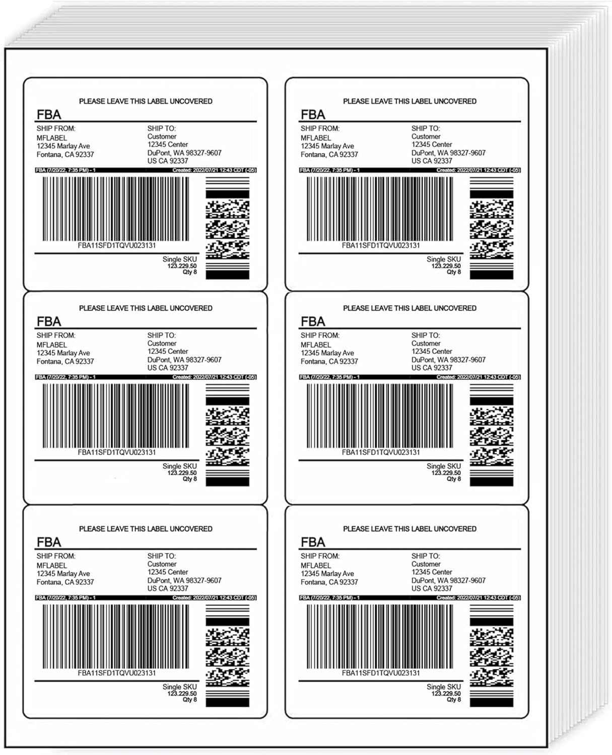 MBLABEL Printable White Sticker Labels, 200 Sheets 8.5" x 11" 6-UP ...