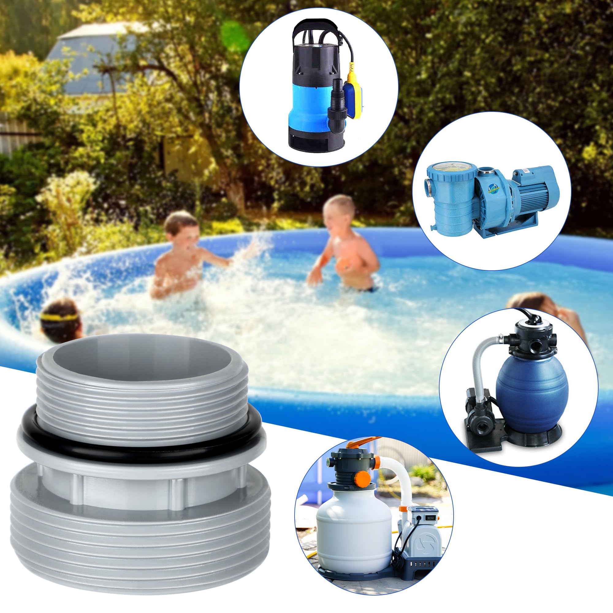 Snapklik.com : Pool Hose Conversion Adapters Kit 4560 40mm Hose To 1 1/ ...