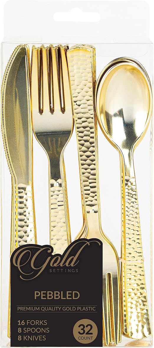 Amazon.com: Party Bargains Disposable Pebble Silverware Combo Set, 64 ...