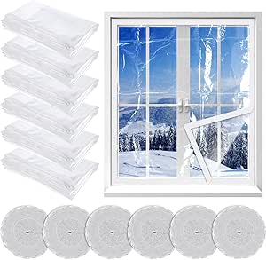 Pangda 6 Pcs Winter Window Insulation Kit 47 x 63 in Clear Thermal ...