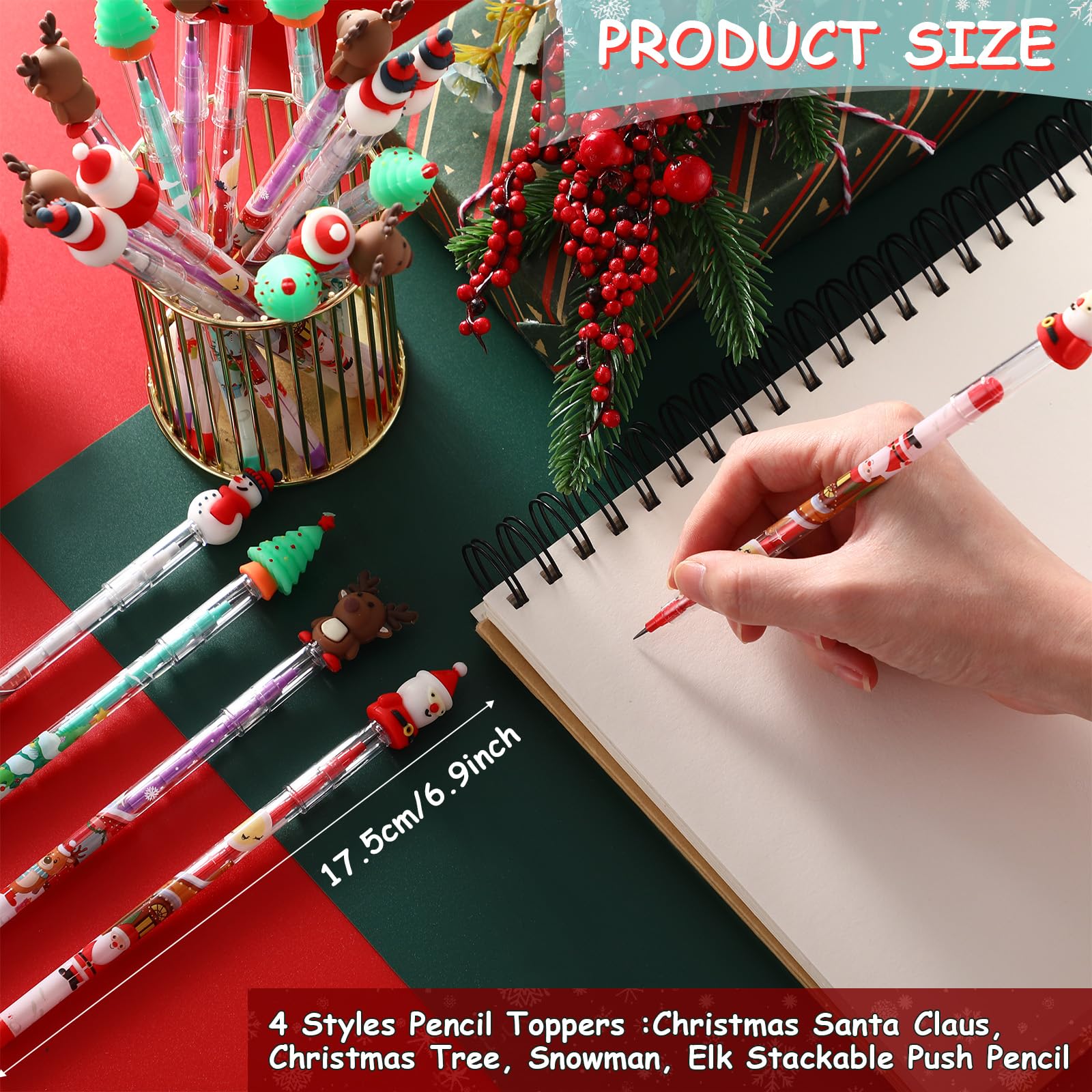 Snapklik.com : Zonon Christmas Pencils Bulk, Stackable Push Pencil ...