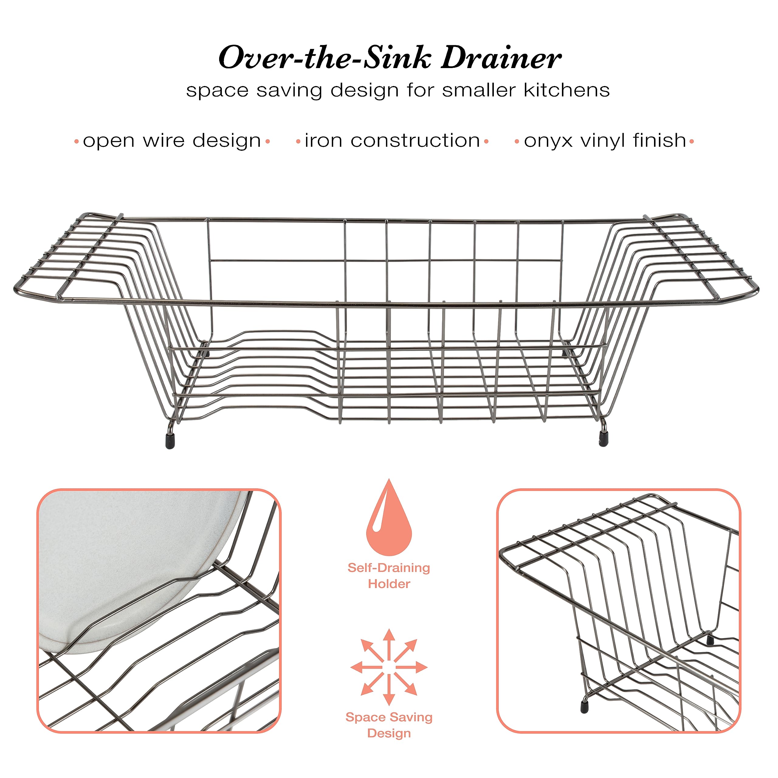 Kitchen Details Sink Dish Drainer Drying Rack | Dimensions: 19.88" x 8. ...
