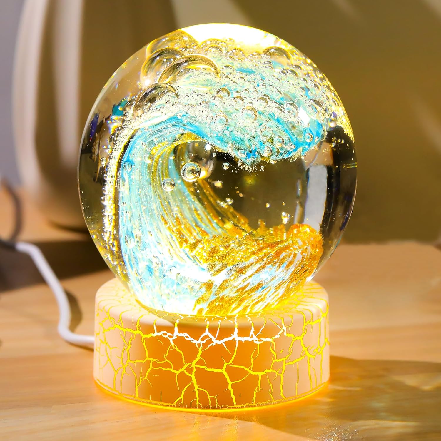 Amazon.com: Handmade Glass Ocean Waves Ball Figurines Hand Blown Sea ...