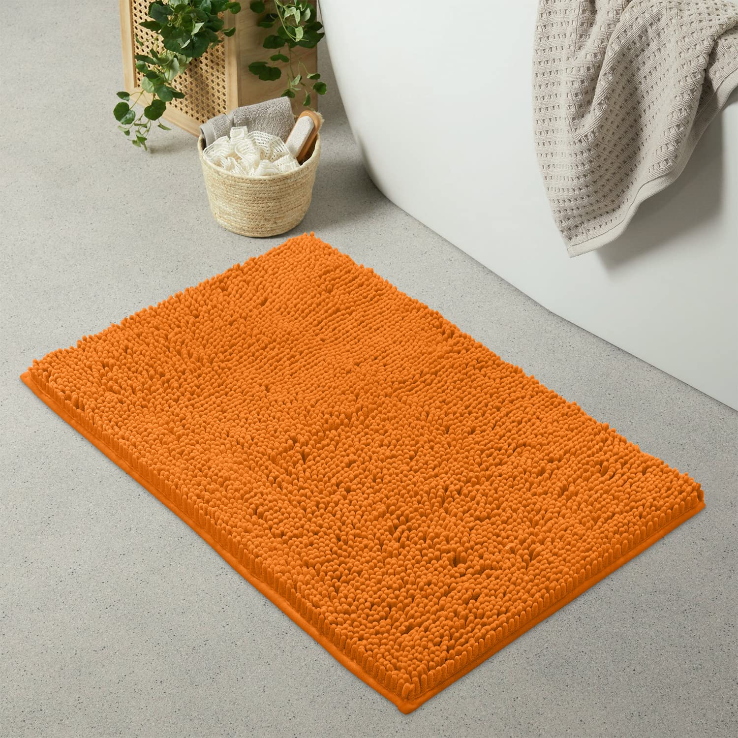 Amazon.com: LuxUrux Orange Bathroom Rug, 36''x 24'' Soft Absorbent ...