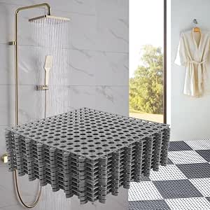 Amazon.com: 12 Pack 11.8" x 11.8" Interlocking Floor Tiles with Drain ...