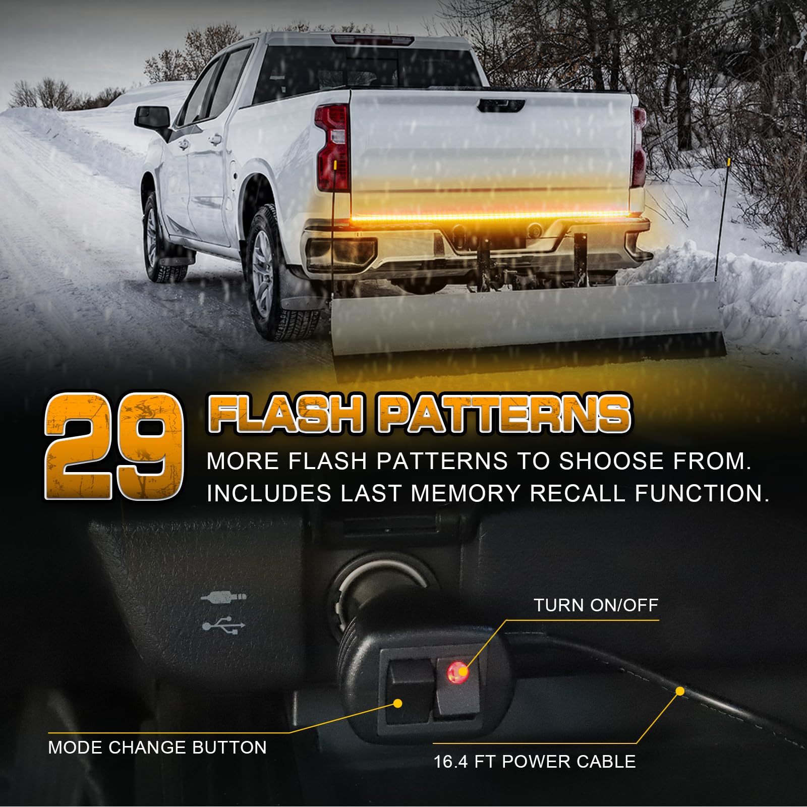 Snapklik.com : 60 Inch Truck Amber Tailgate Strobe Lights Strip 360 LED ...