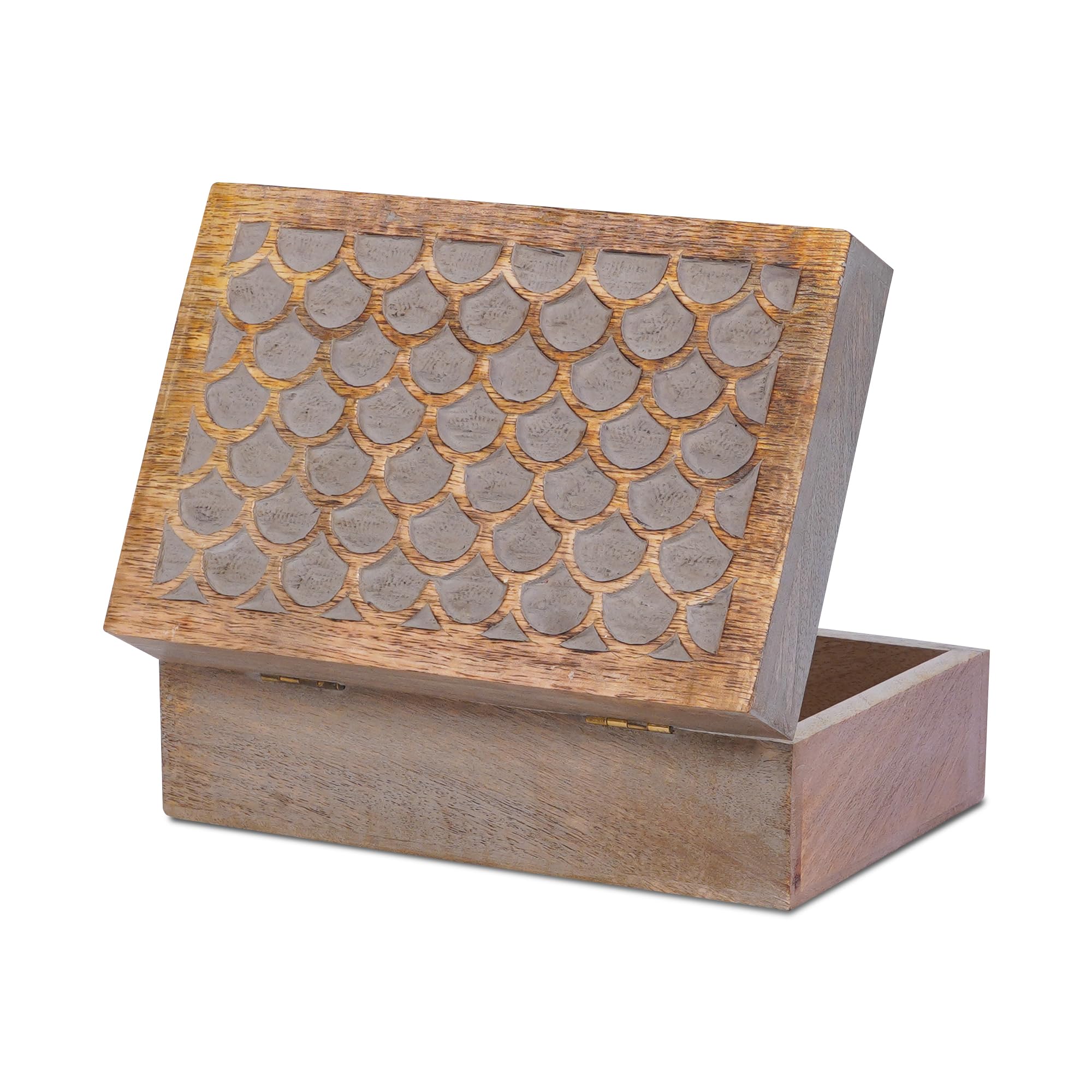 Amazon.com: Mela Artisans Scallop Wooden Box (Large) - Light Burnt Over ...