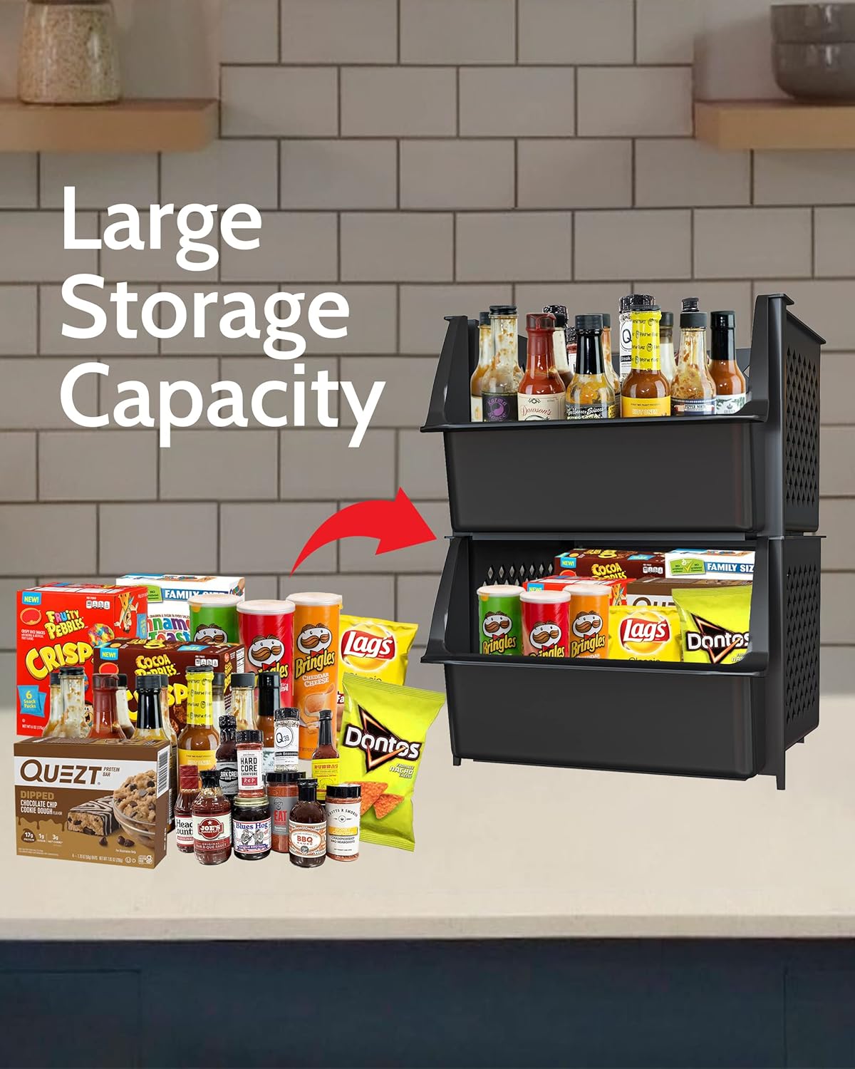 Skywin Contenedores de almacenamiento apilables de plástico para ...