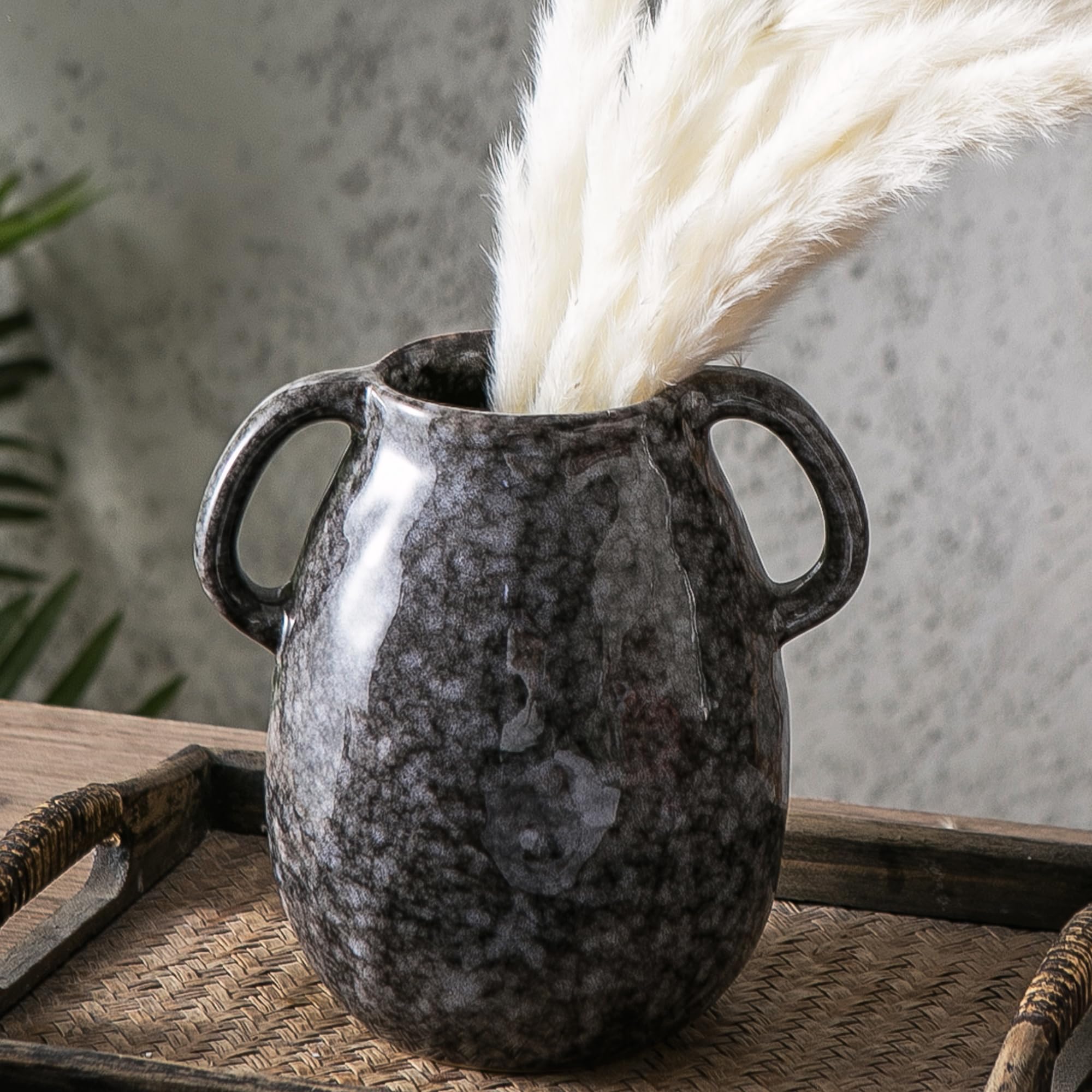 Amazon.com: Kimdio Ceramic Vase with Handle, Modern Farmhouse Pitcher ...
