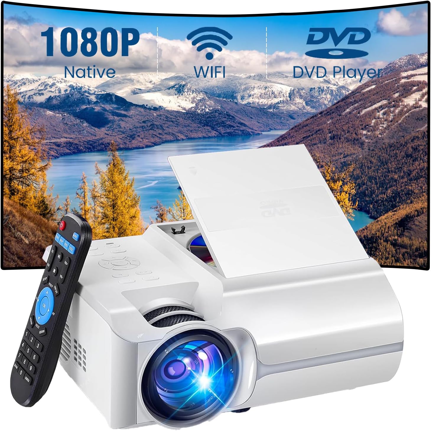 Amazon.com: Projector with WiFi and Bluetooth,Native 1080P Projector ...