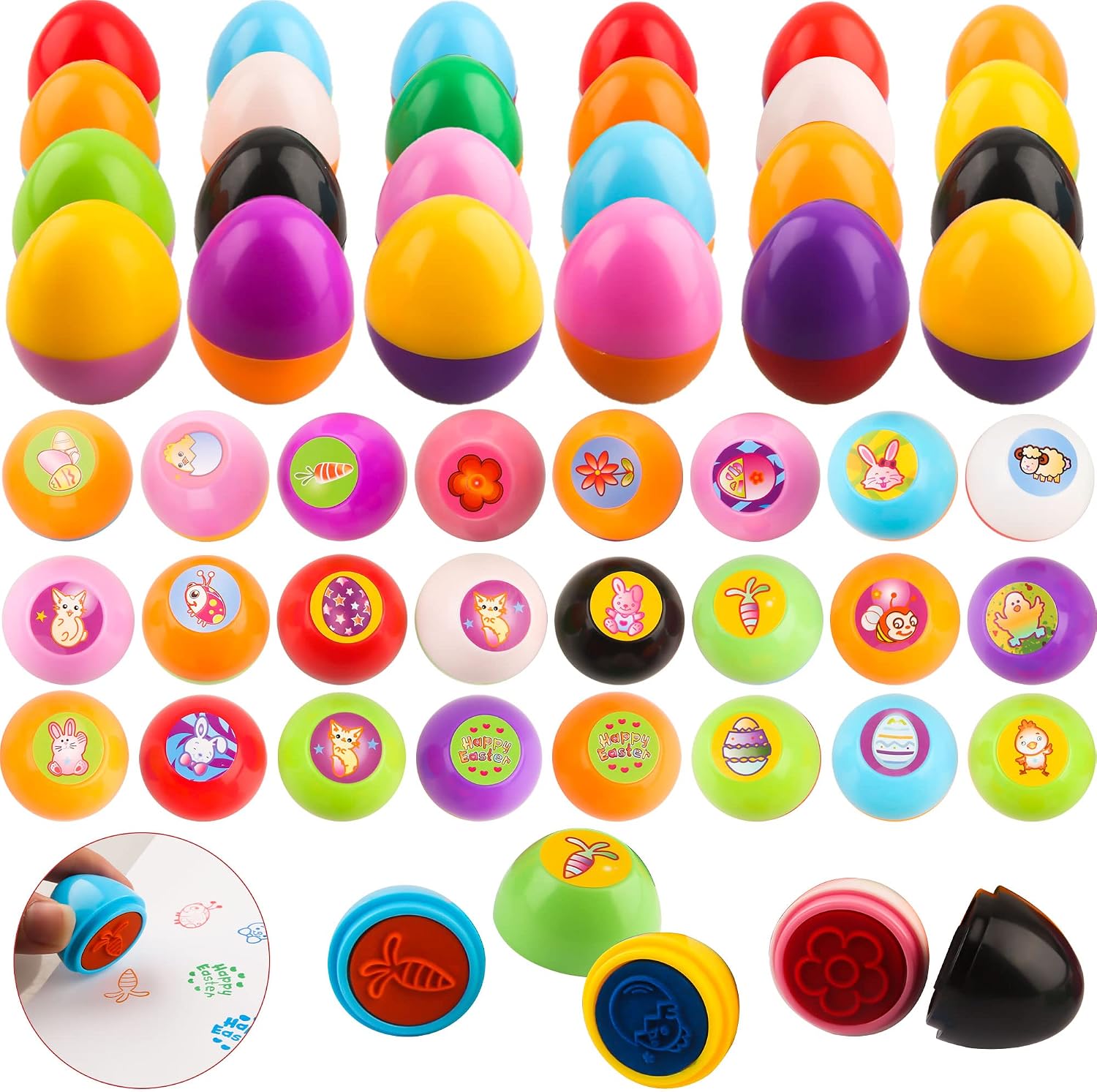 Sonarun 30 Pack Easter Eggs Prefilled with Stampers Easter Egg Gifts ...