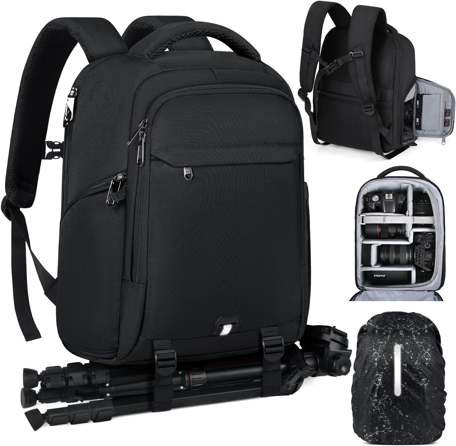 Amazon.com : RAINSMORE Camera Backpack Camera Bag for Photographer DSLR ...
