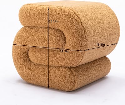Amazon.com: KIVENJAJA Sherpa Ottoman Stool, Modern S-Shaped Boucle ...