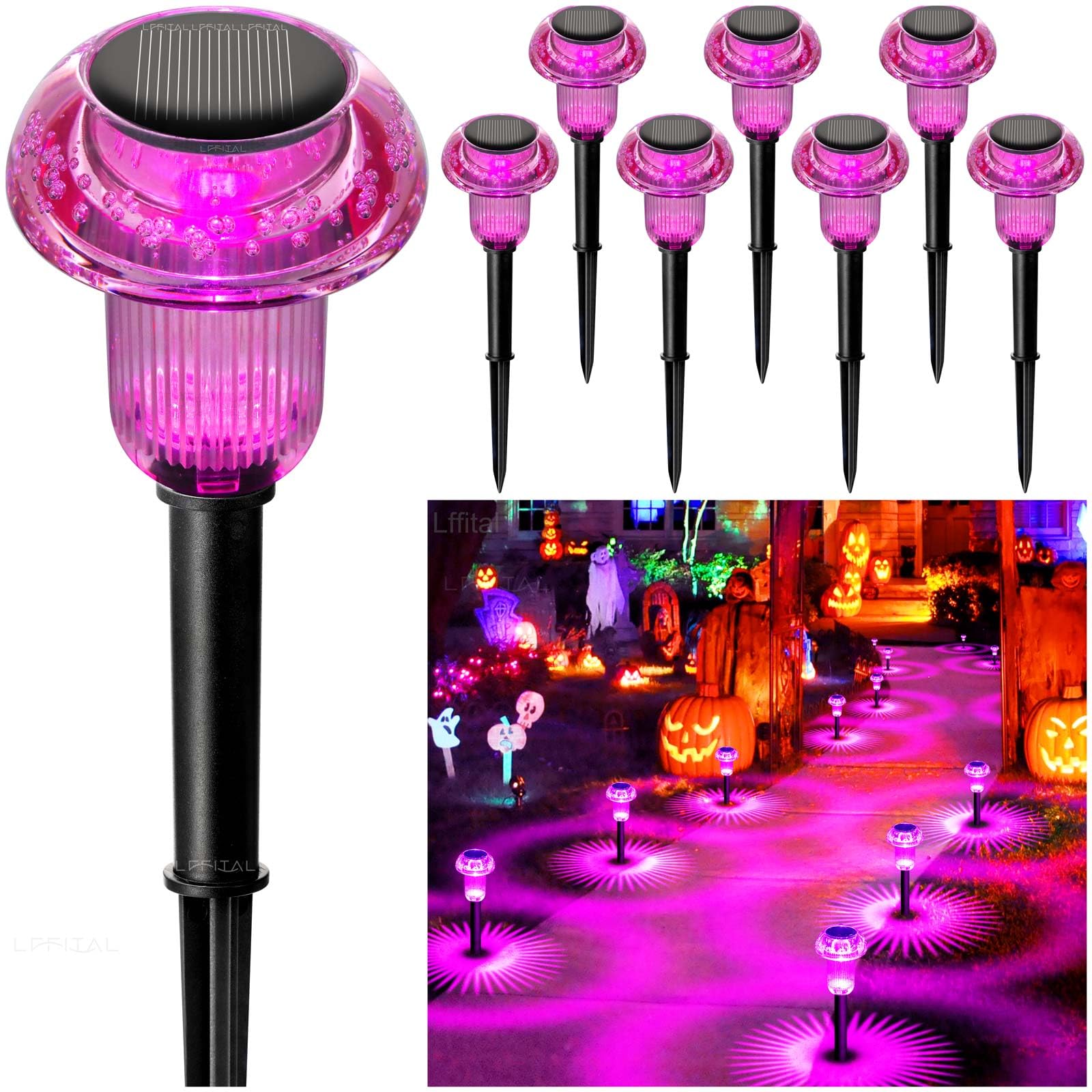 Solar Pathway Lights Pink Outdoor Solar Lights for Outside 8 Pack ...