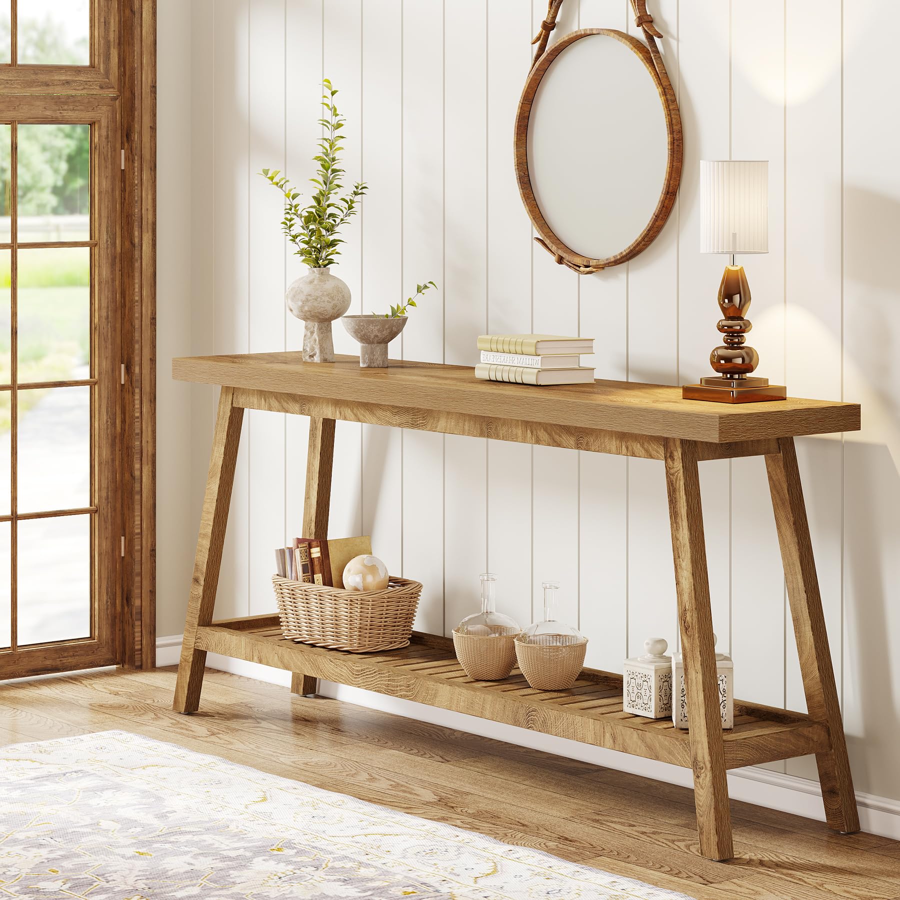 Tribesigns Farmhouse Console Entryway Table: 70.9 Inches All Wood ...
