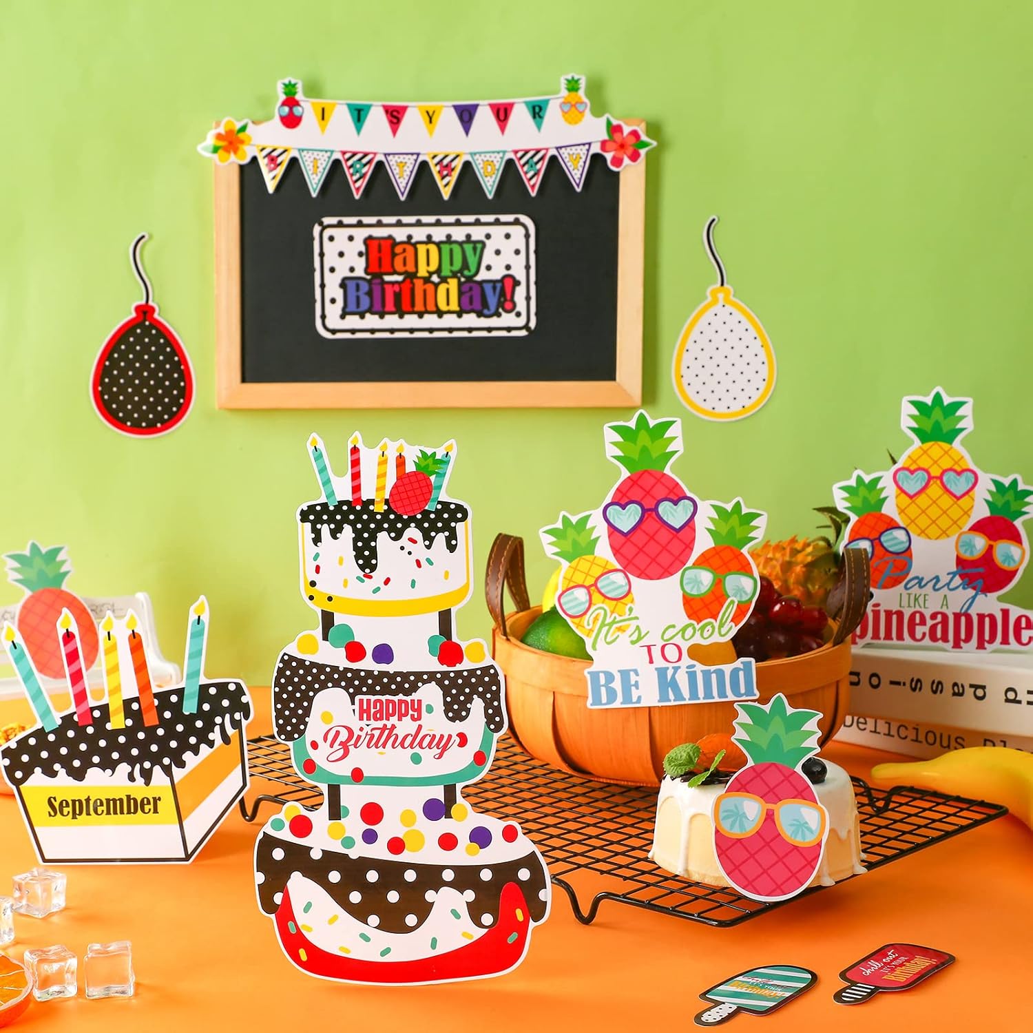 68 Pcs Stylish Tropical Pineapple Birthday Bulletin Sri Lanka | Ubuy