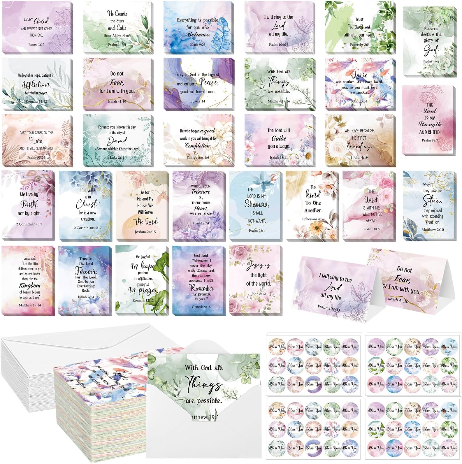 Amazon.com : Sayglossy 120 Set Inspirational Christian Greeting Card ...