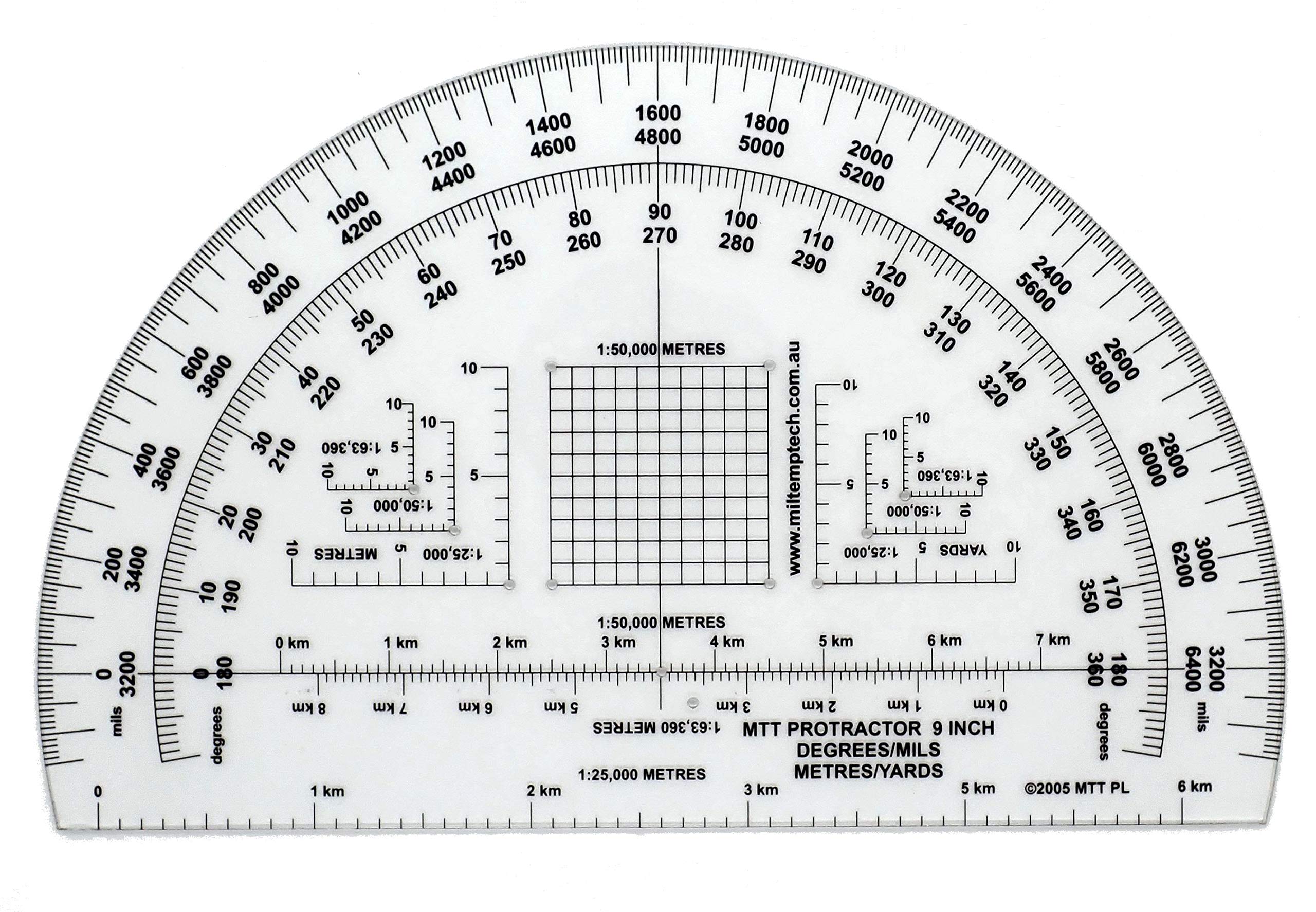 Buy MTT PLRA 9IN Protractor with Degrees and mils, Graduated in Meters ...