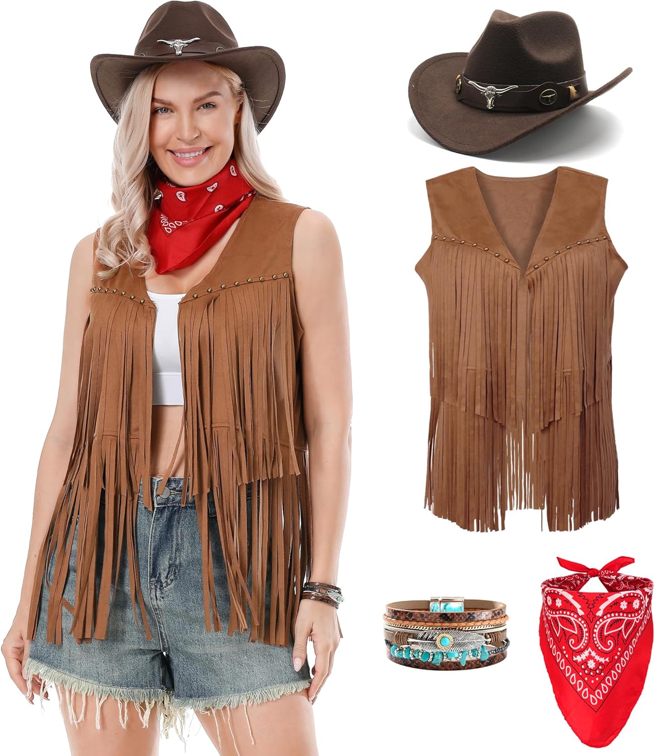 Amazon.com: Changchupsem Western Cowgirl Costume for Women Cowboy ...