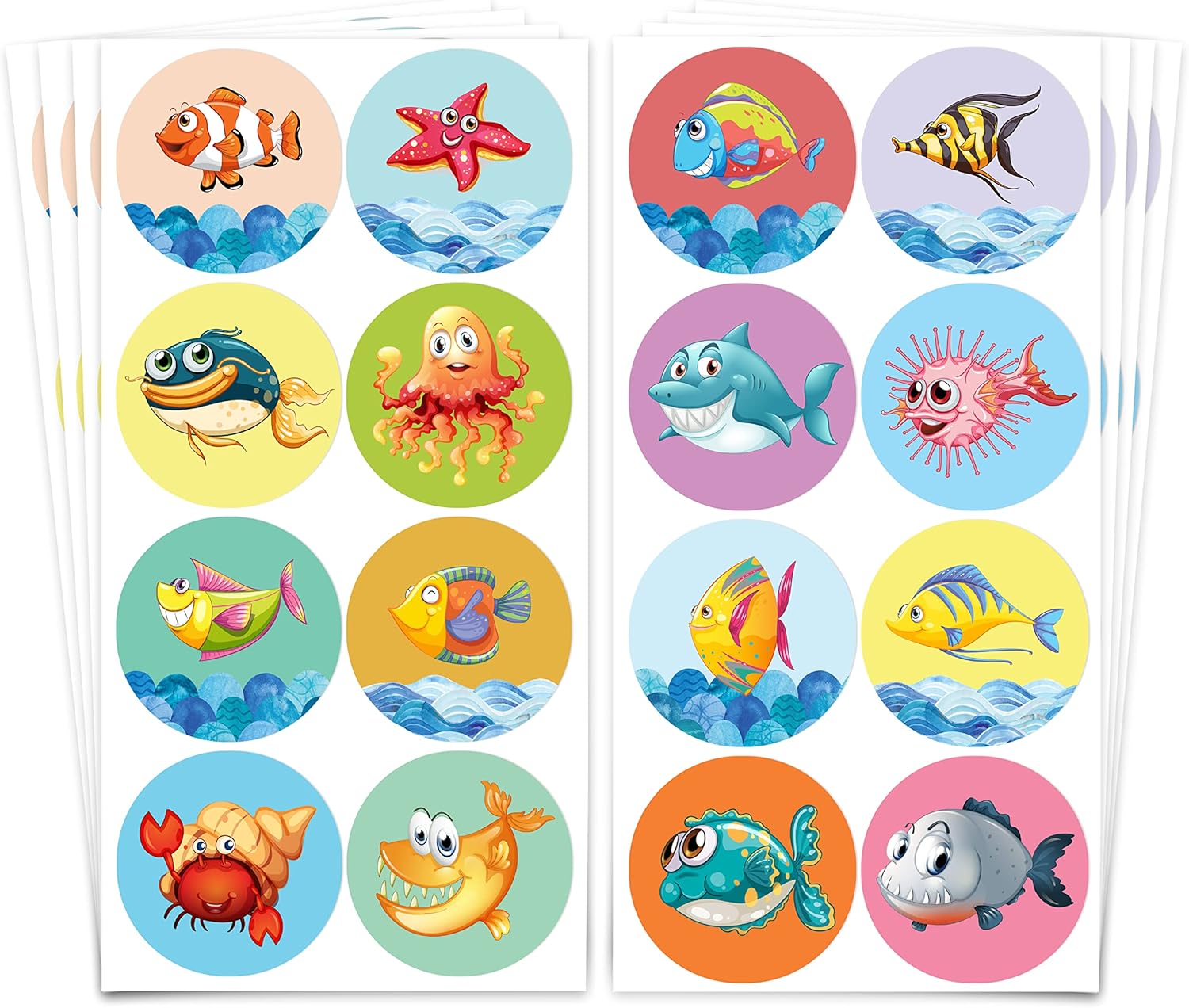 Amazon.com: Easykart 500 Pieces Adorable Round Sea Animal Stickers, 16 ...