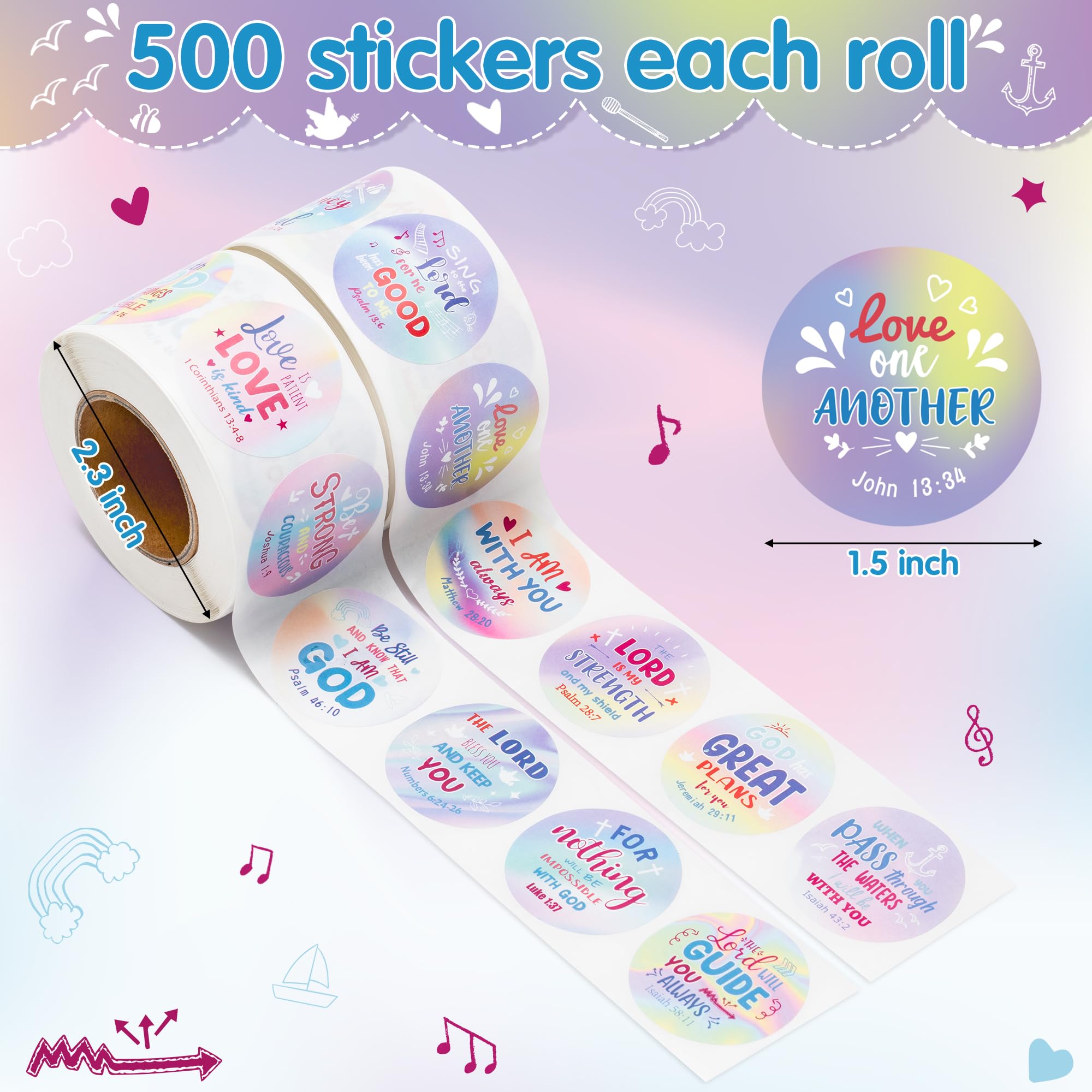 Snapklik.com : 1000pcs Christian Religious Sticker Rolls, 16 Designs ...