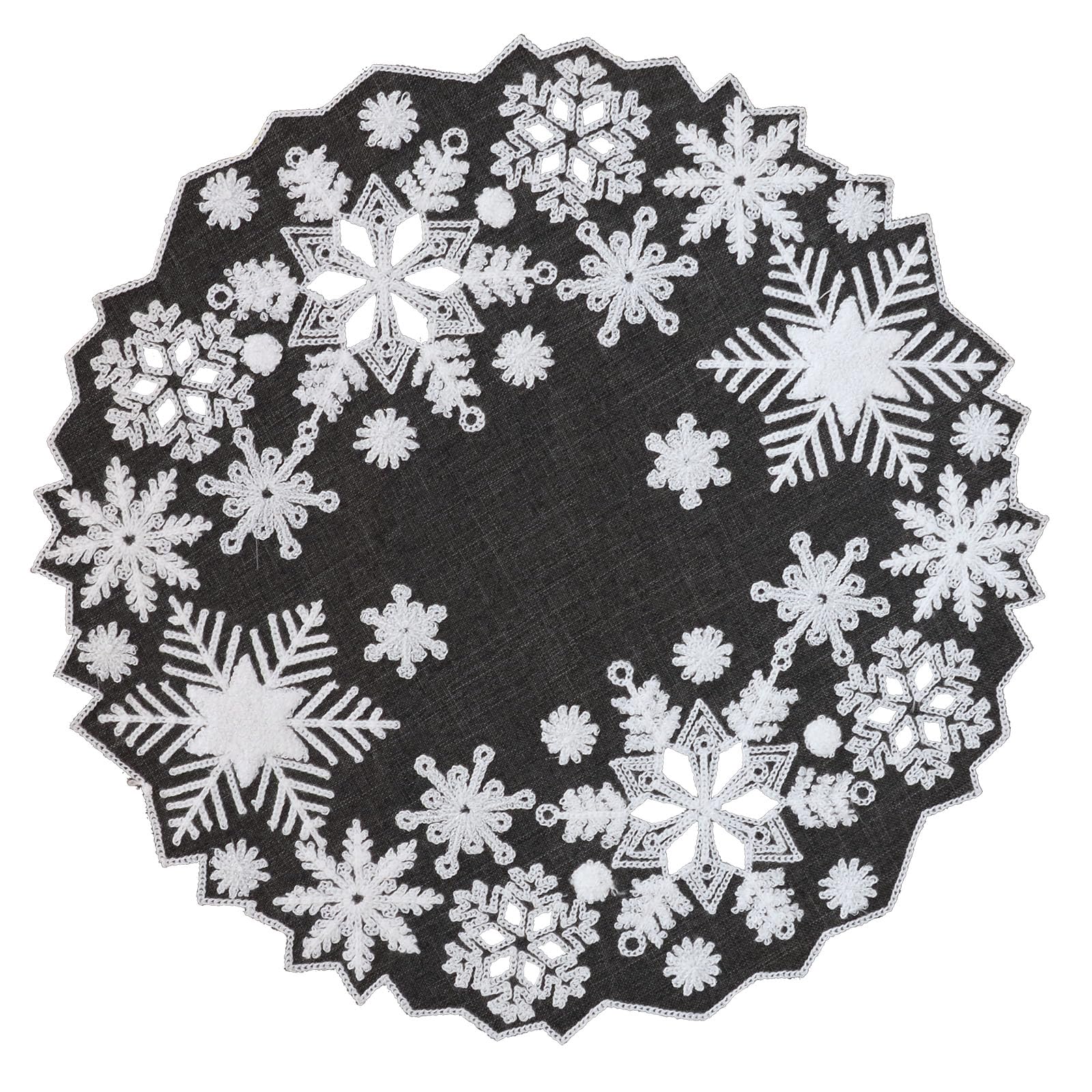 Amazon.com: Simhomsen Set of 4 Embroidered Snowflakes Round Doily ...