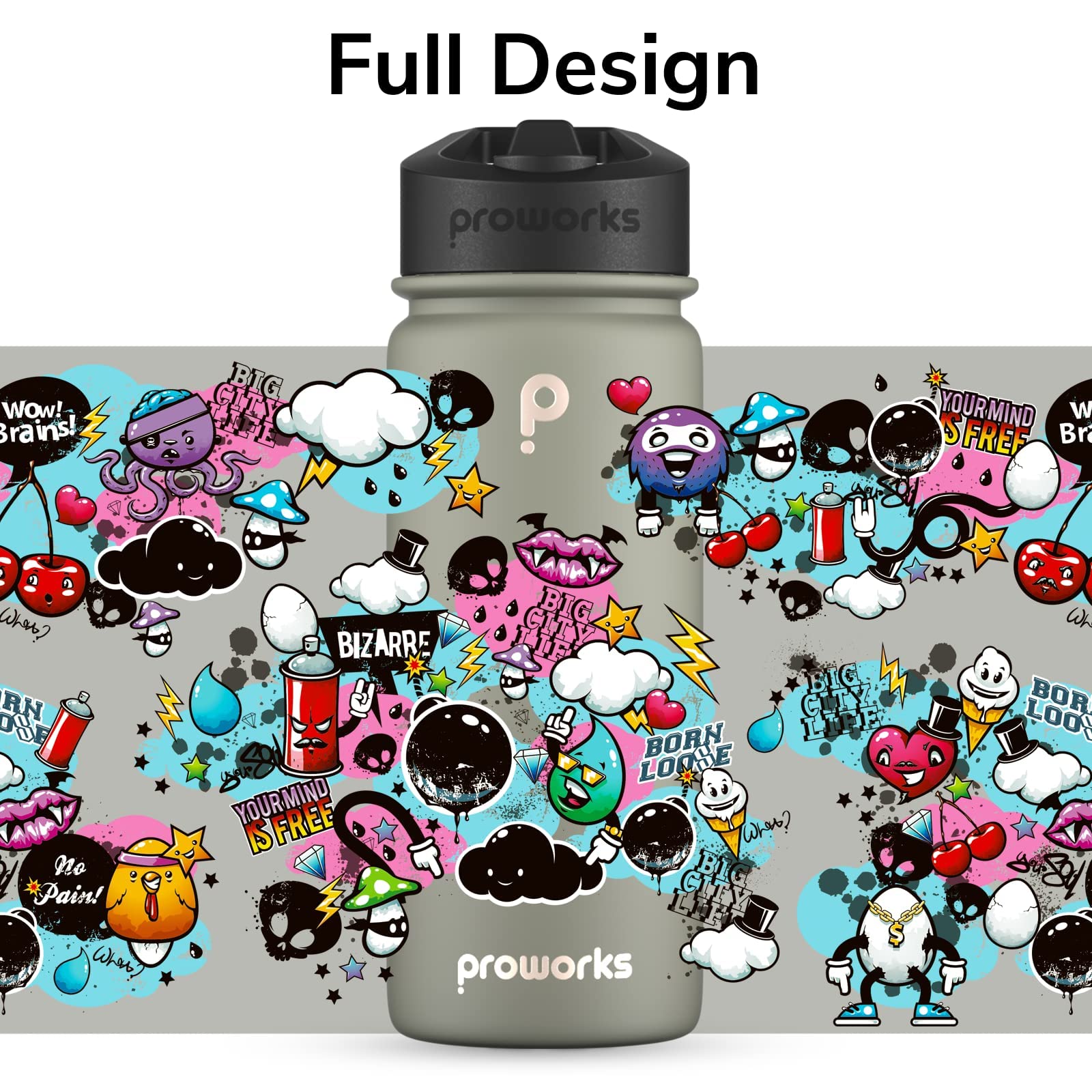 Proworks Gen 2 Insulated Water Bottles with Straw Lid | 540ml Stainless ...