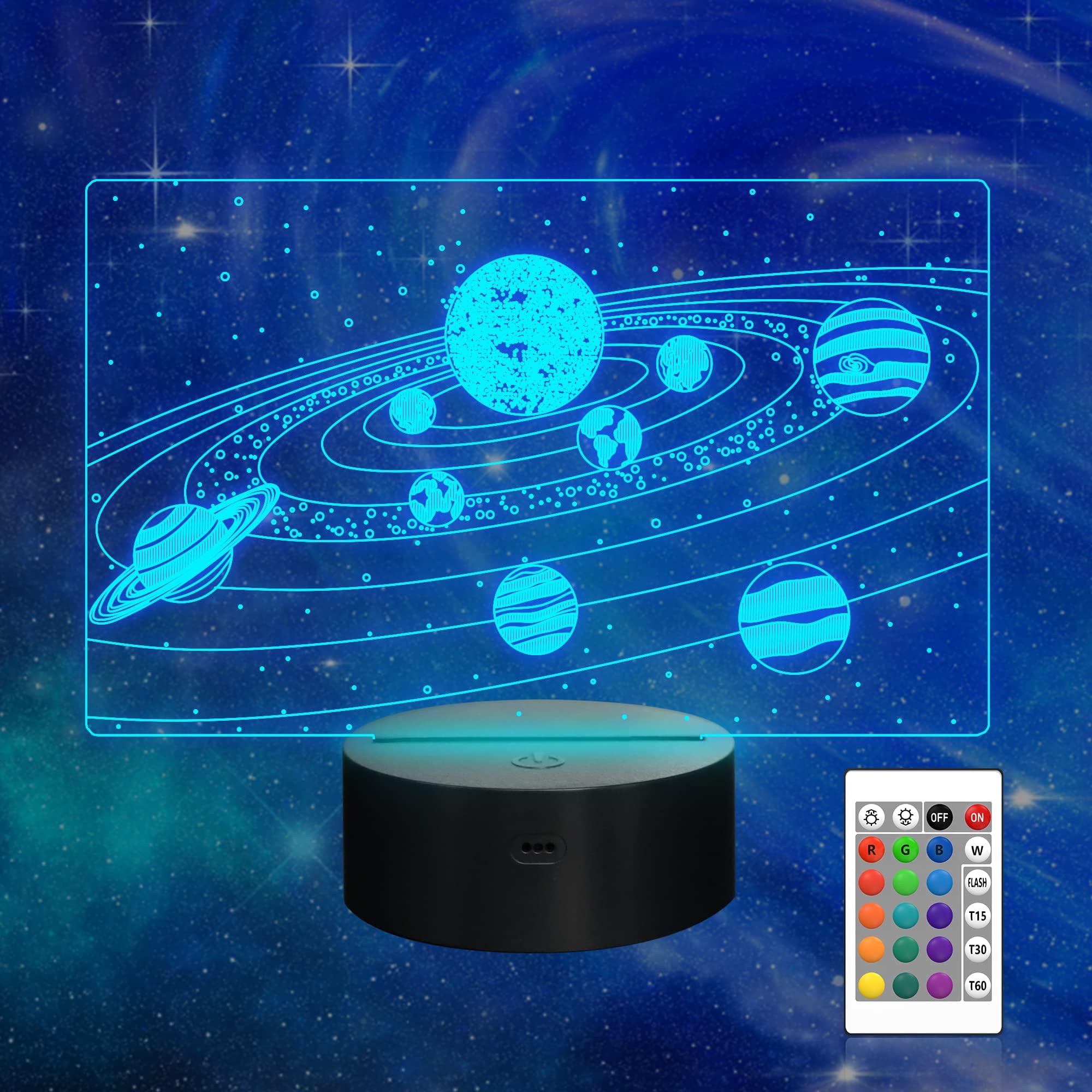 WHATOOK Solar System 3D Optical Illusion Lamp Universe Space Galaxy LED ...