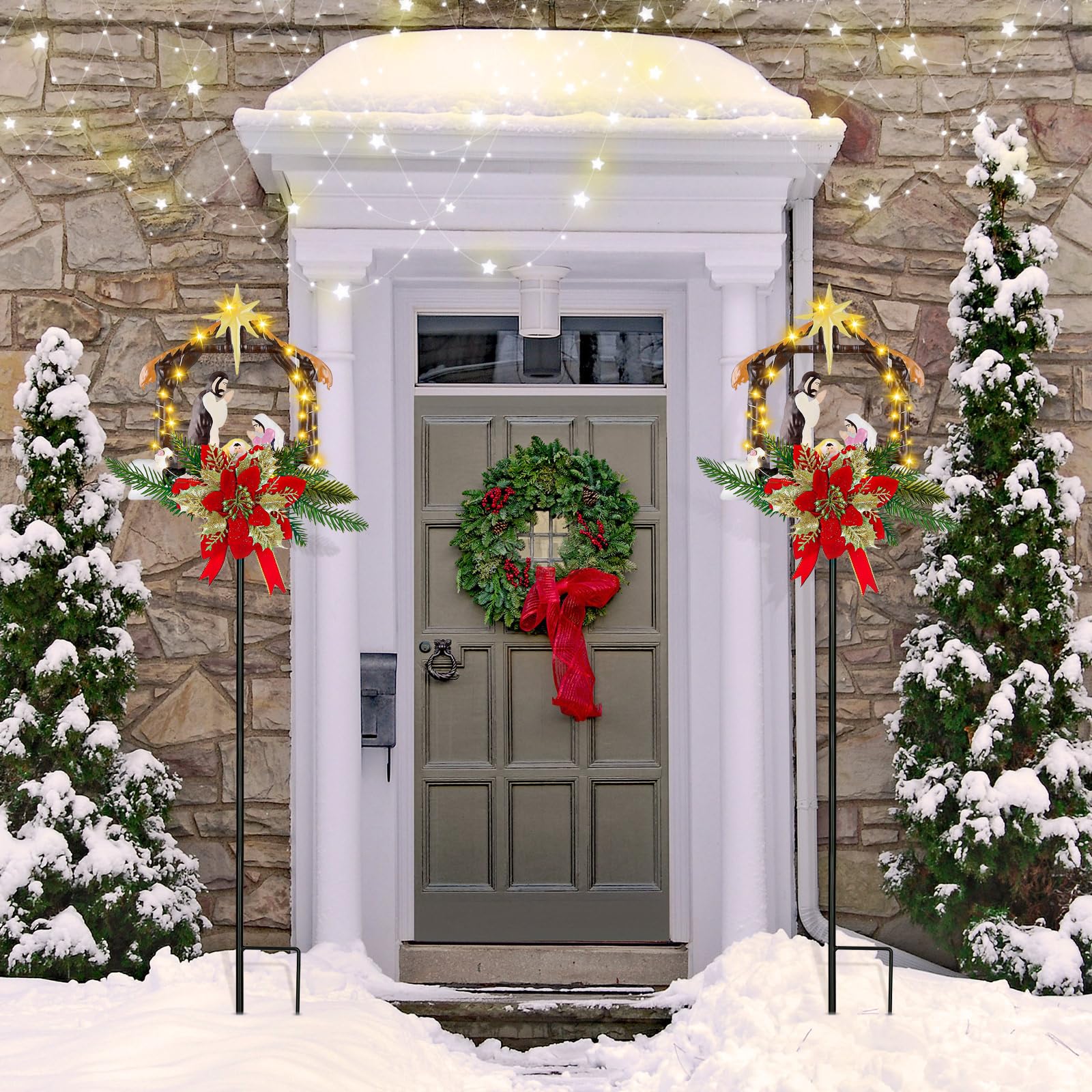 Snapklik.com : Moukeren 2 Pcs 2 Pcs 3.5ft Nativity Scene Outdoor Yard ...