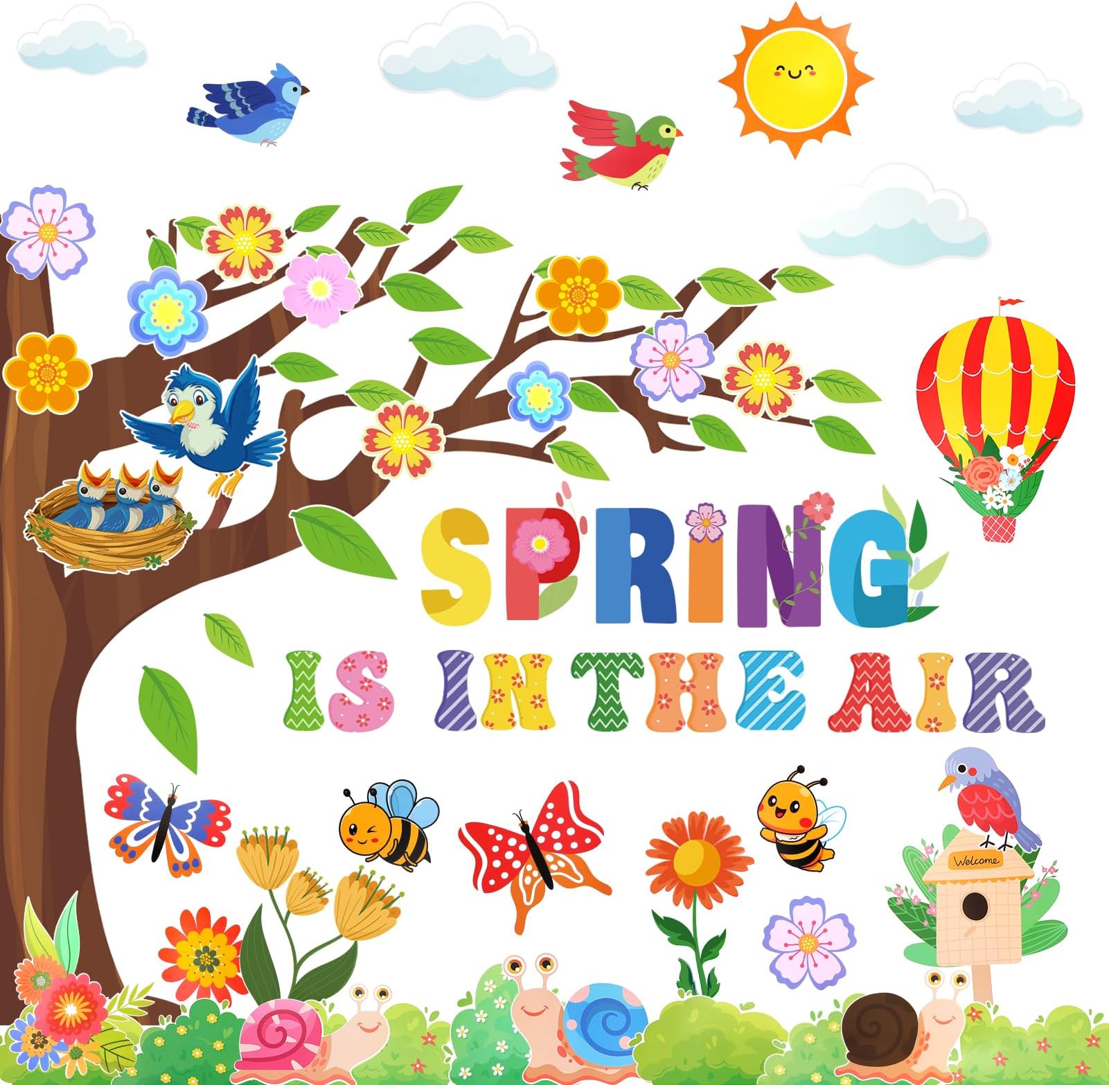 Amazon.com: Relithick Spring Tree Decorations for Classroom Bee Leaf in ...